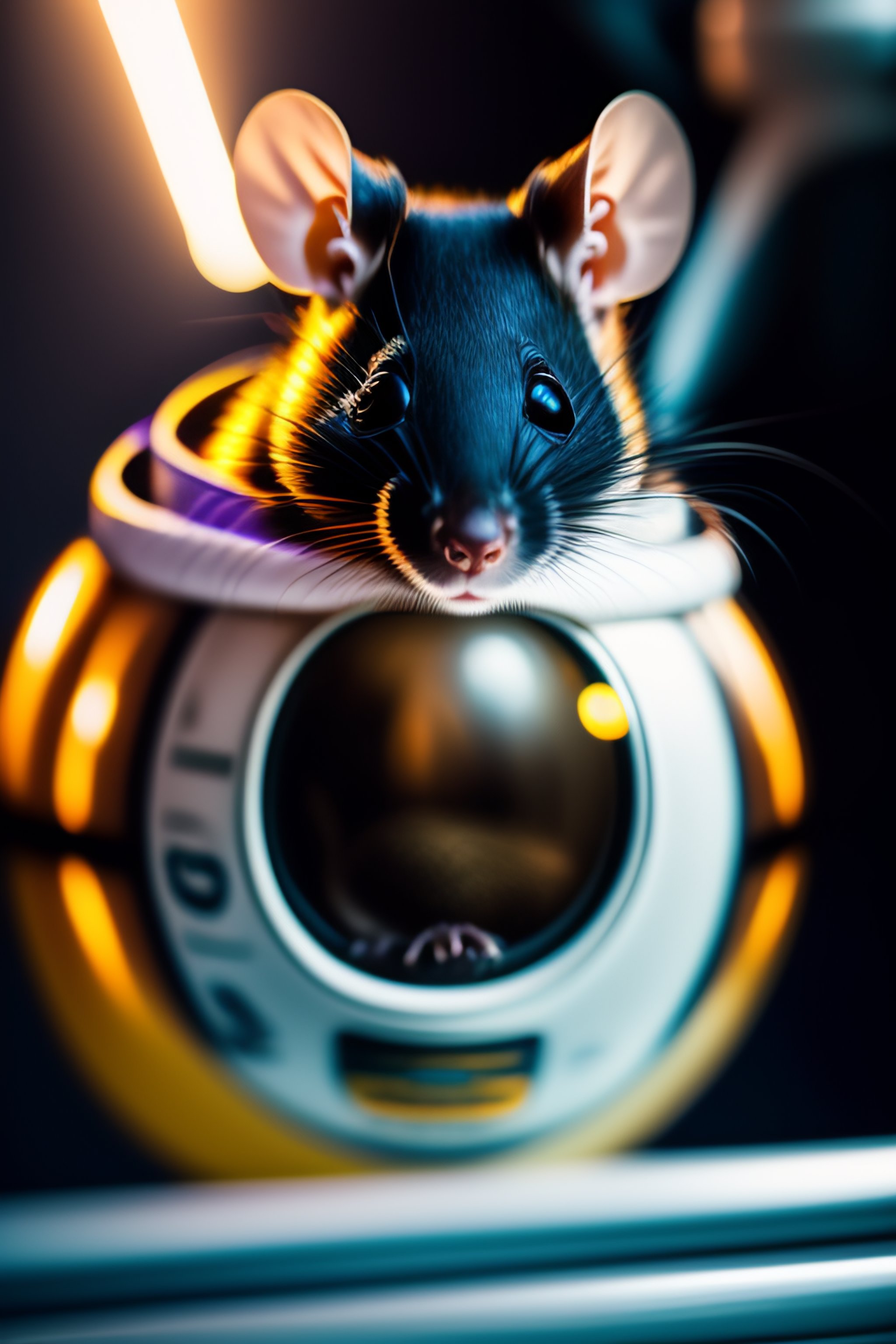 Lexica - A black rat in a german space suit in front of a space station