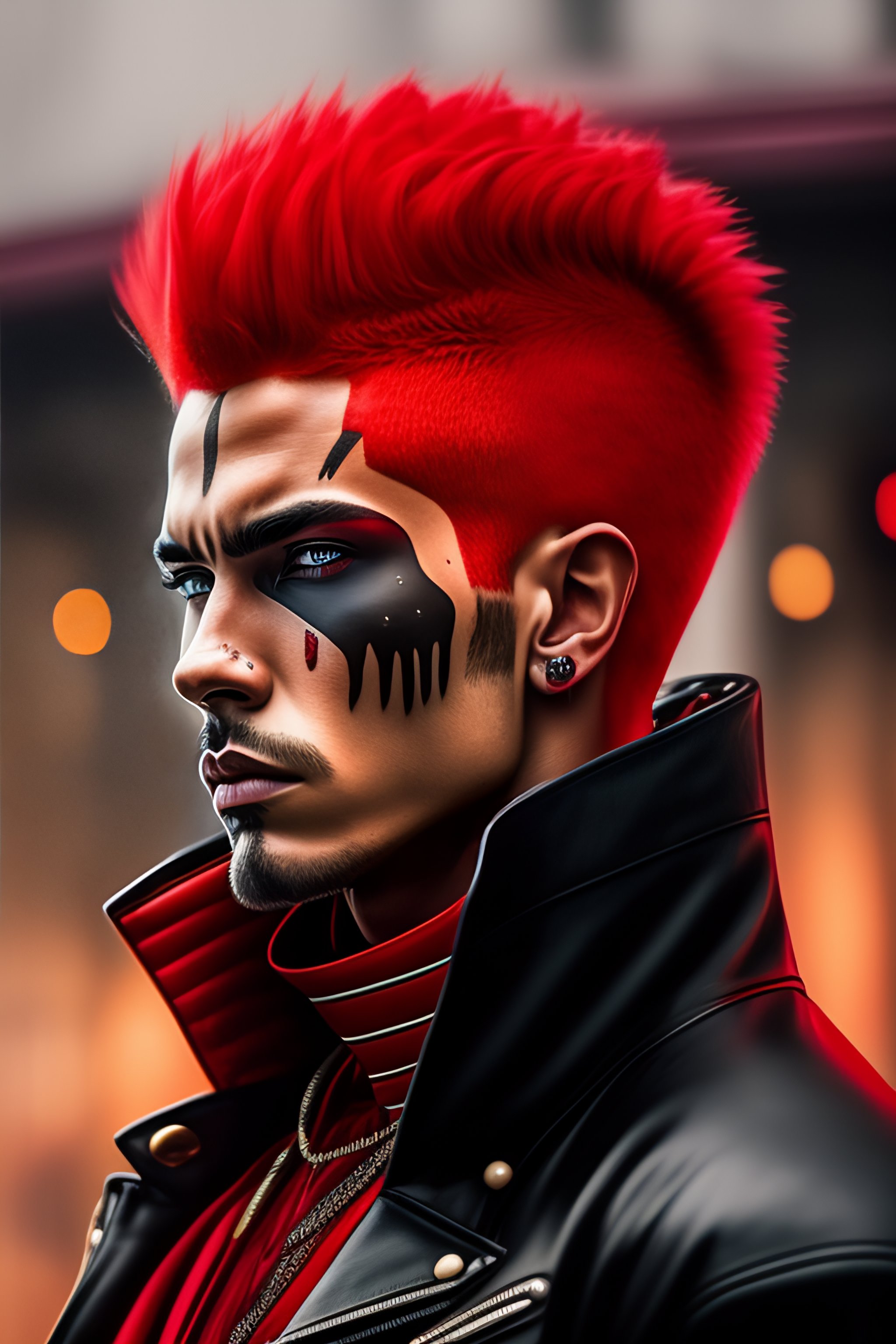 Lexica - Hyper detailed fine art portrait of skull head punk with red ...