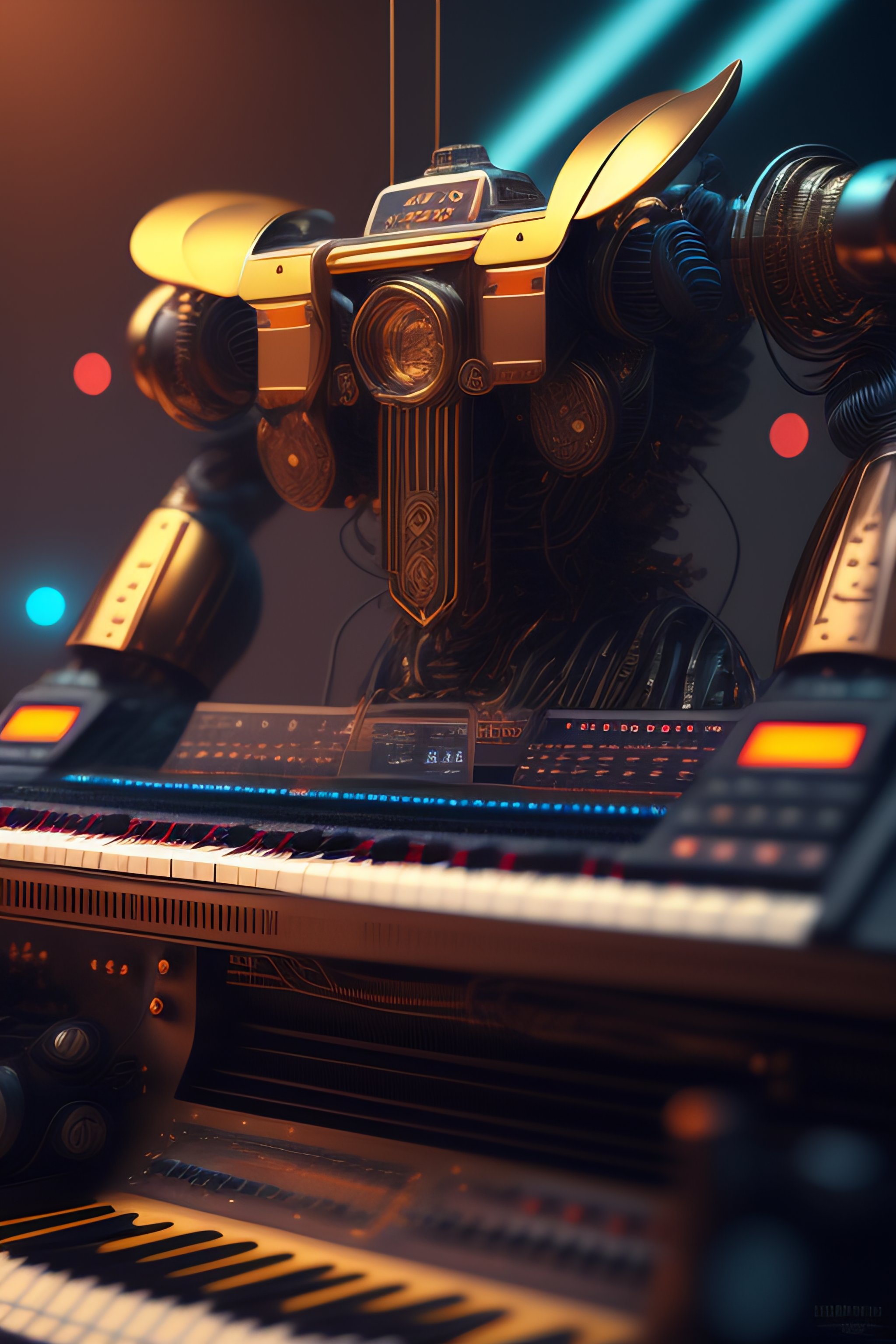 Lexica - Robot making analog synth music, art by wagner kuroiwa tristan ...