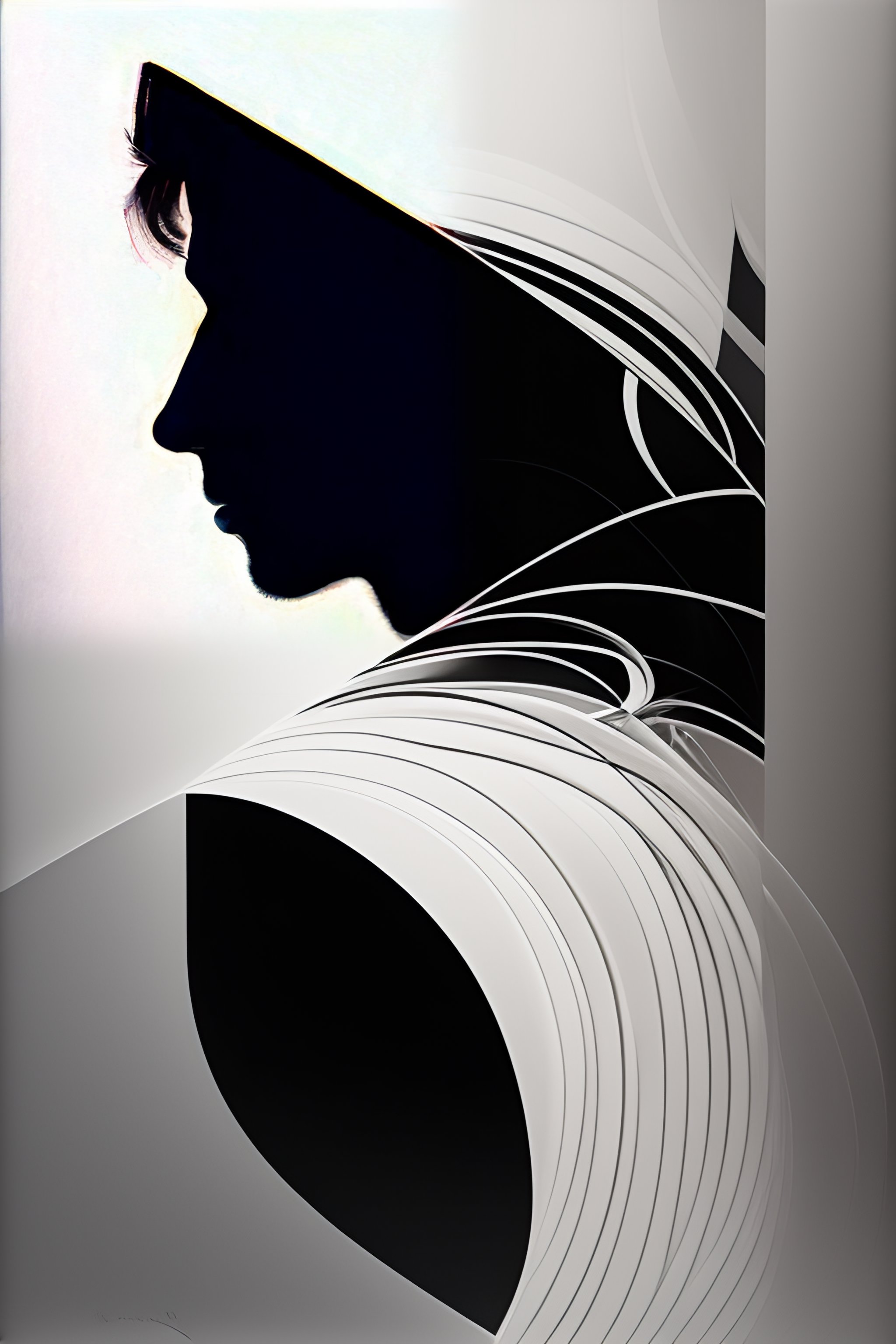 Lexica - Abstract line drawing of a man's silhouette, only lines, realistic