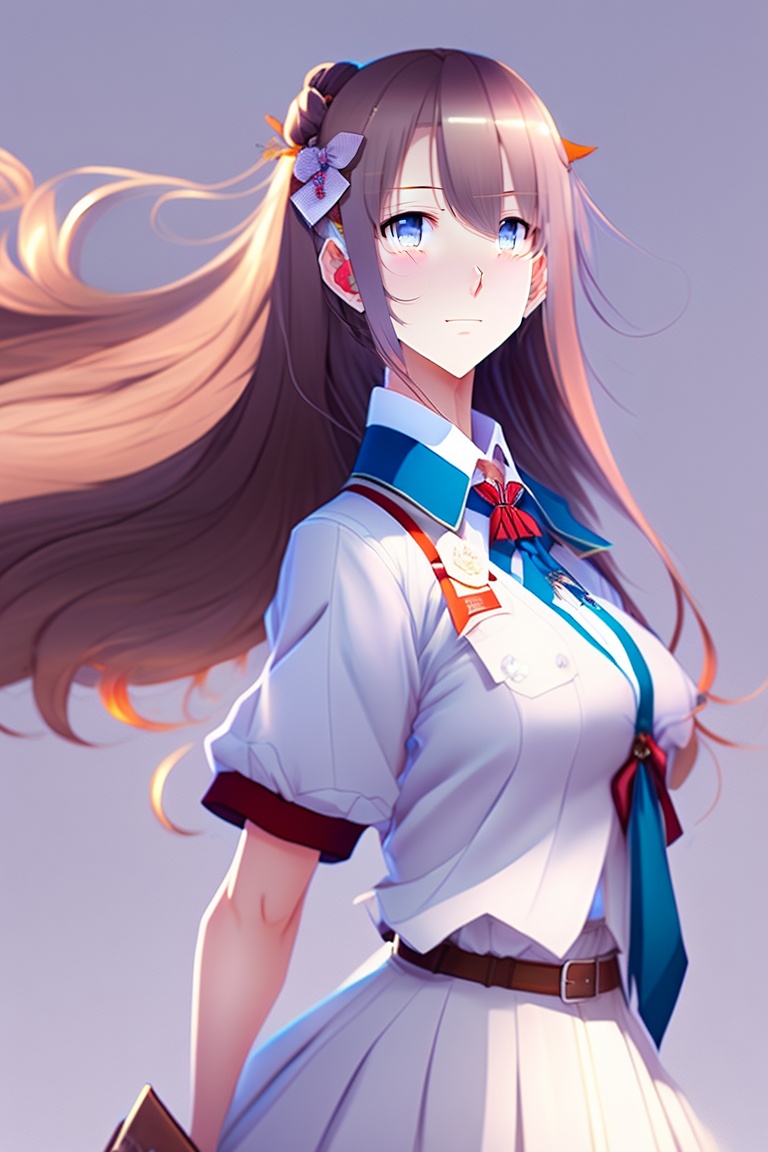 Lexica - Anime girl, long hair with ponytail, seifuku,