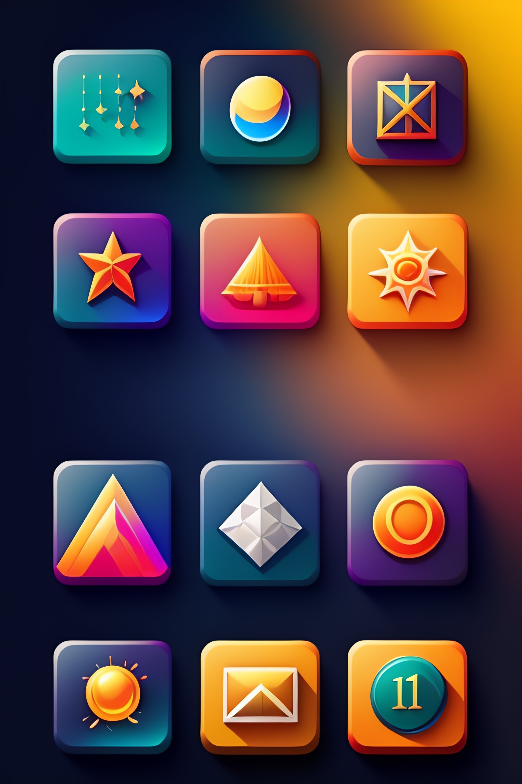 Lexica - Icon set, magic themed, flat background, behance