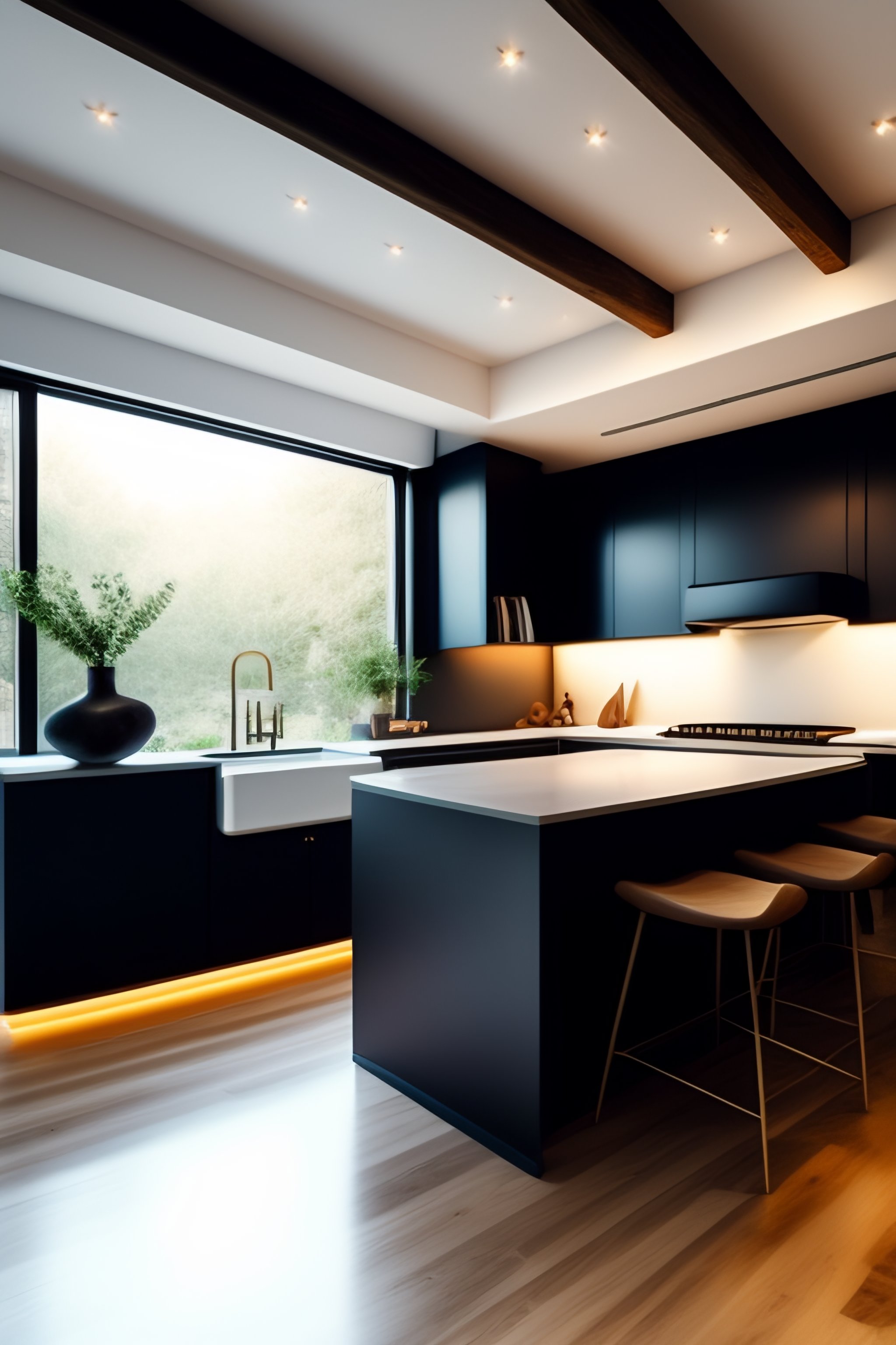 Lexica - Interior design, open plane, kitchen and living room, minimal ...