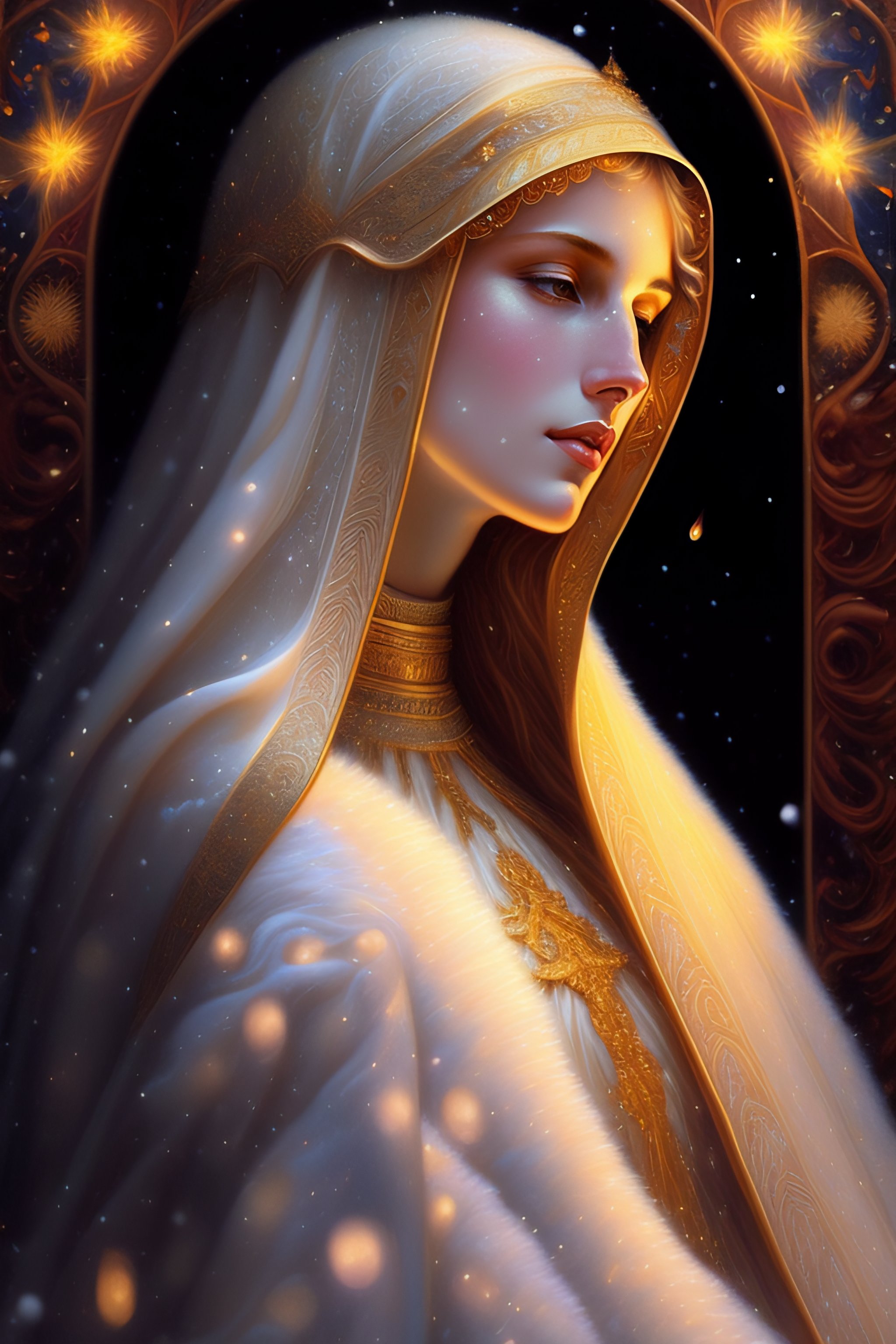 Lexica - Virgin mary psychedelic snowfall, diffused lighting, fantasy ...