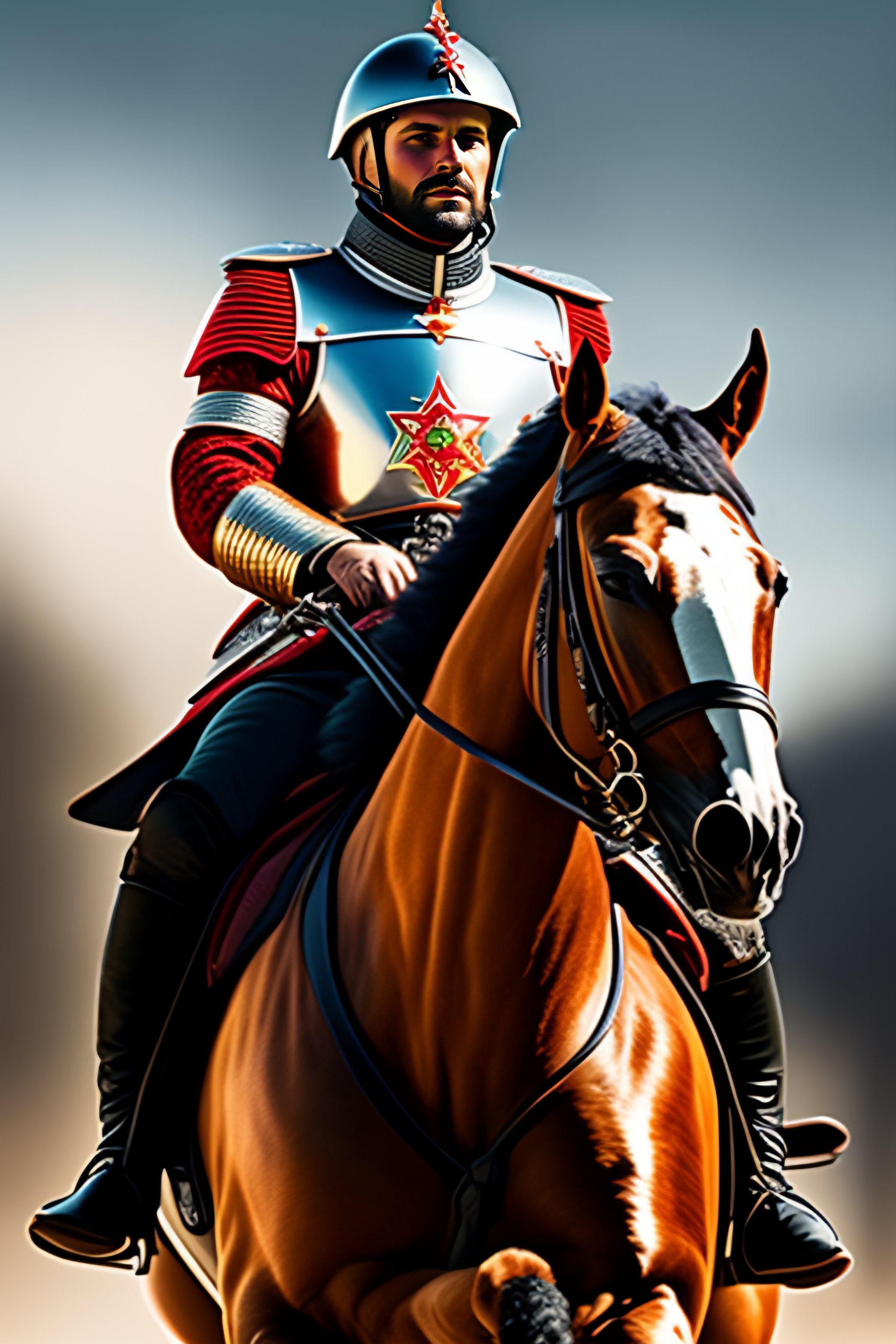 Lexica - Portrait of a Soviet knight riding into battle