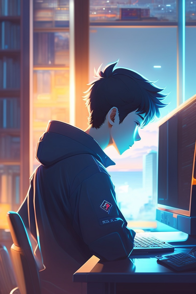 Lexica - Create a high resolution artwork of lofi ,Anime boy is graphic ...