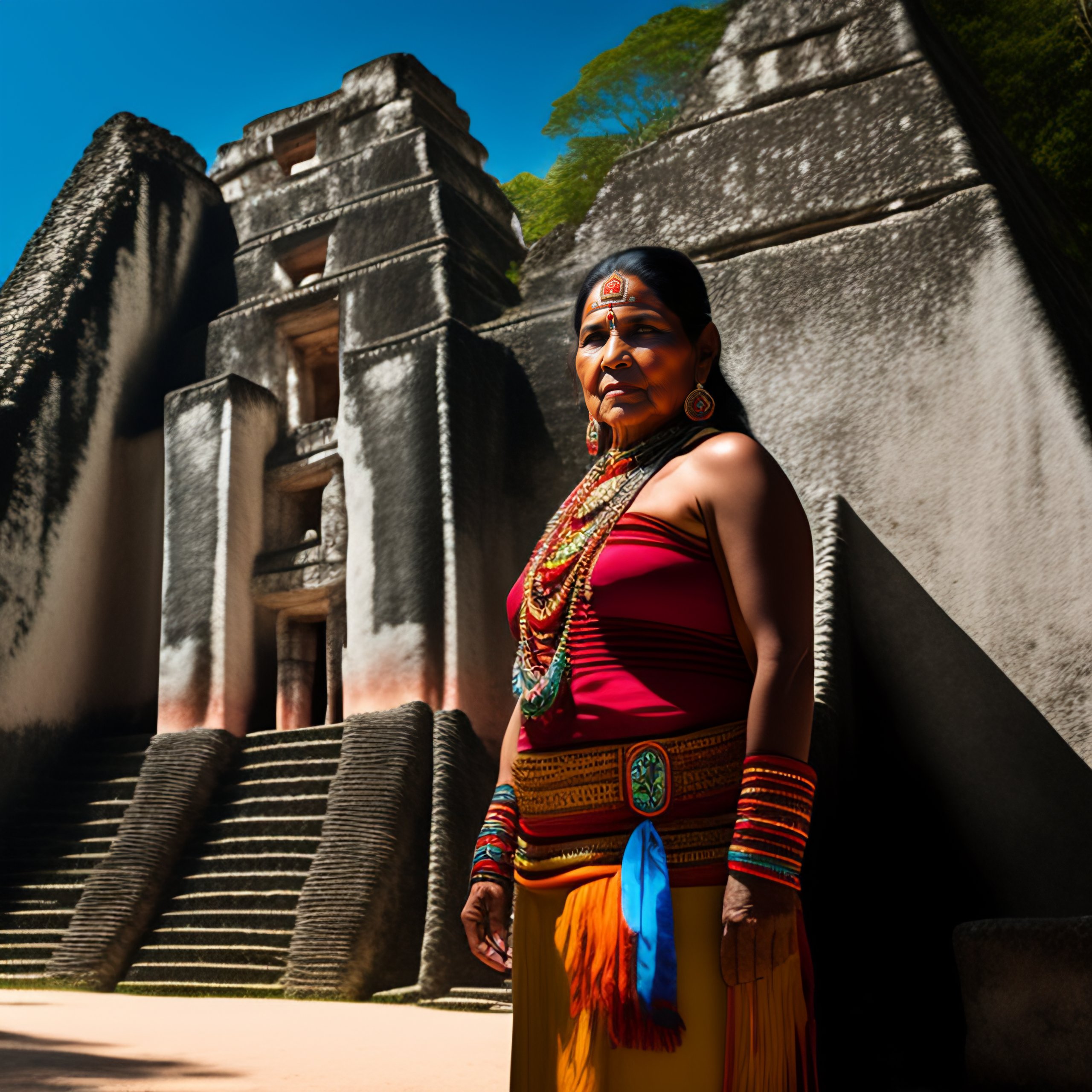 Lexica - Retrato de un indígena maya en las ruinas de tikal