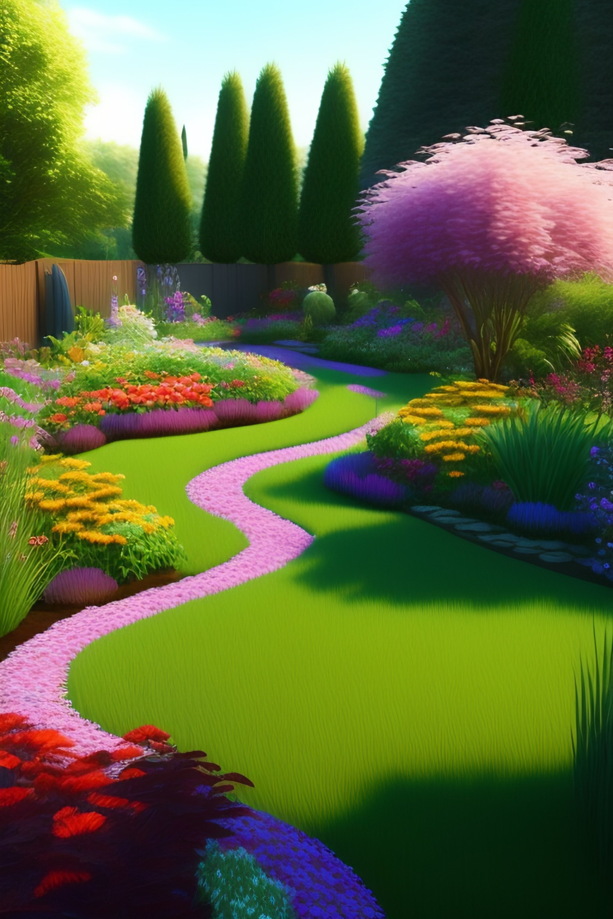 Lexica - Spacious garden with rare flowers, front garden with trees ...