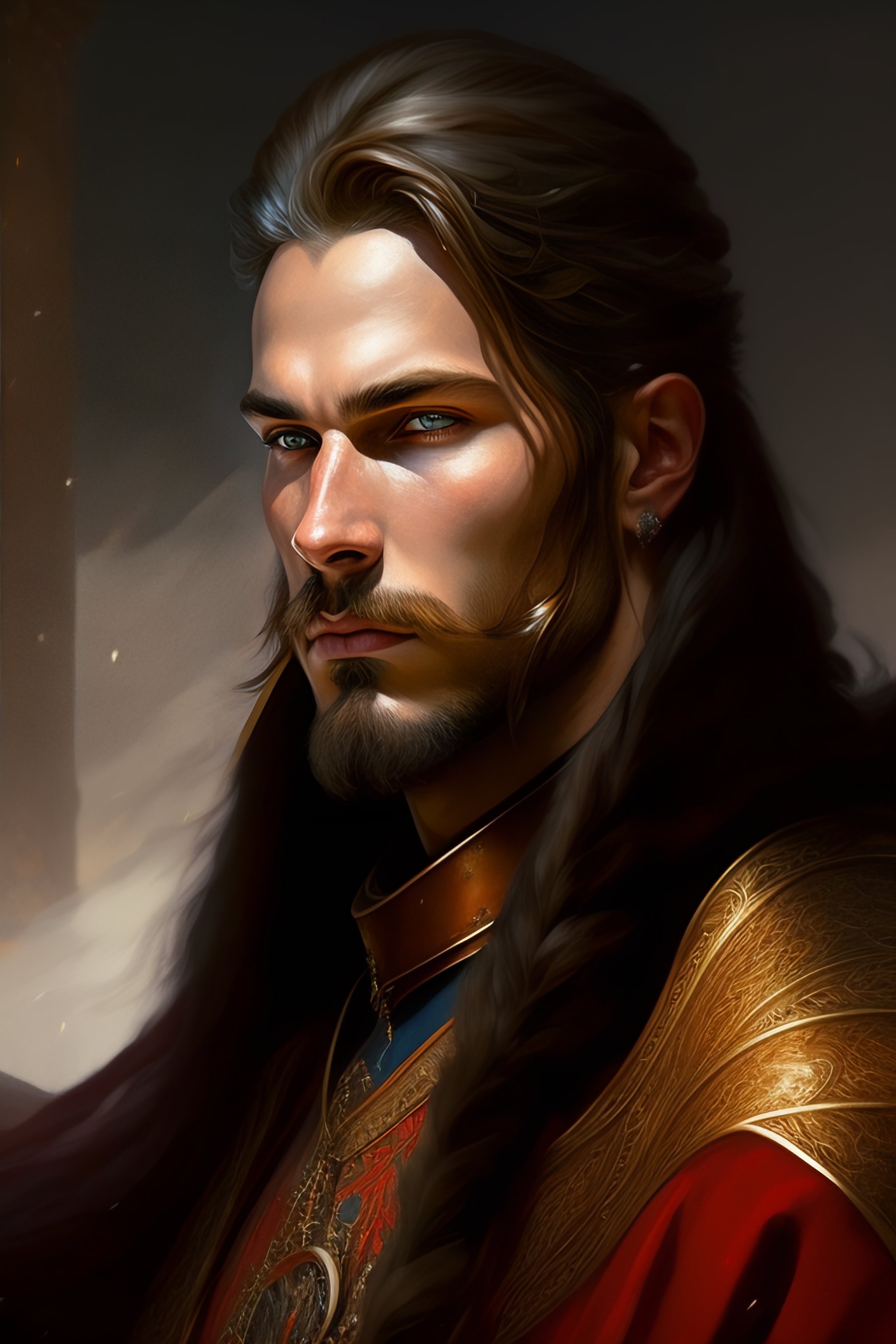 Lexica - Medieval portrait of a nordic man sharp features, grim, cold ...