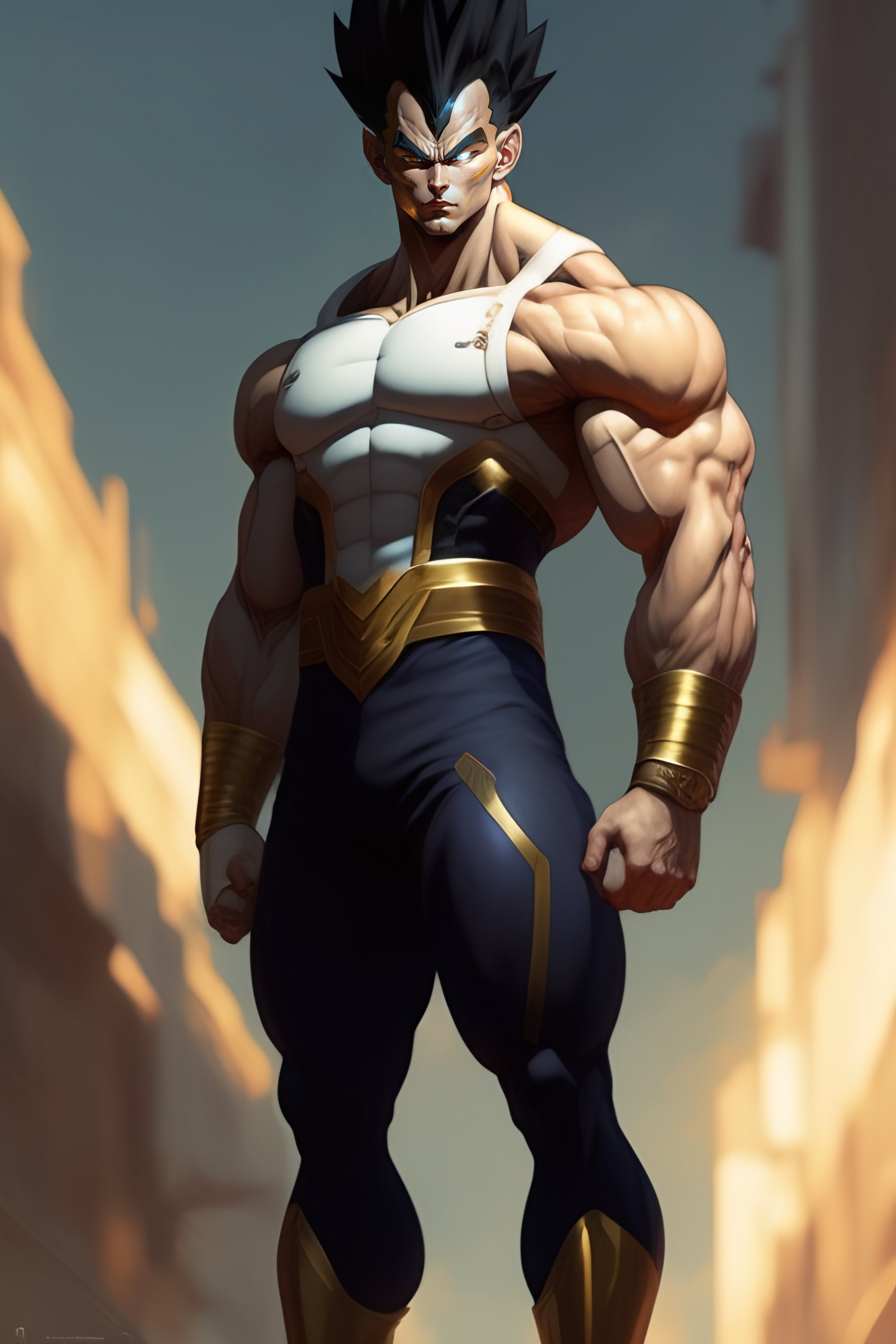 Lexica - Full body potrait thin muscular vegeta standing with a ...