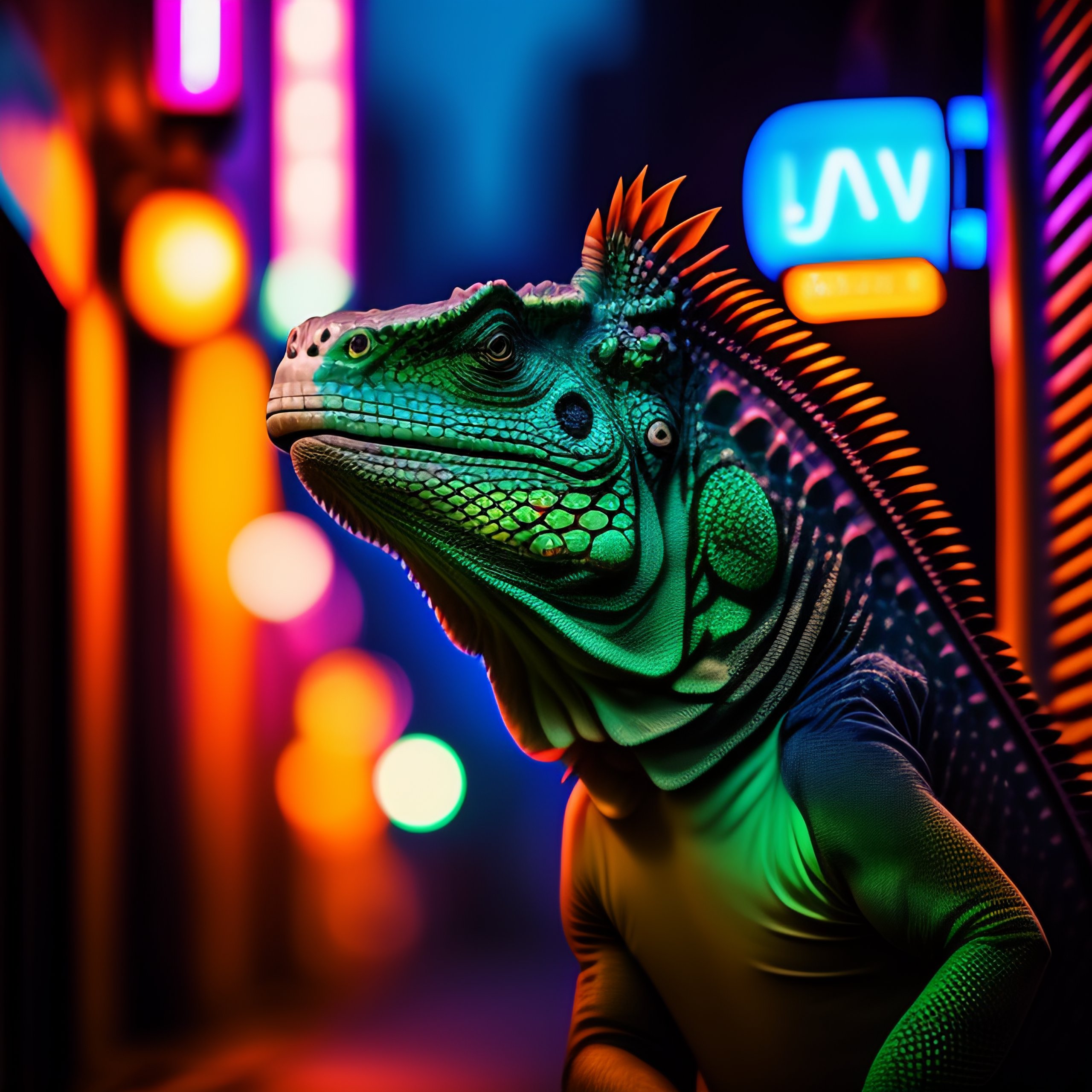 Lexica - Manly human iguana hybrid stroking chin in an attractive ...