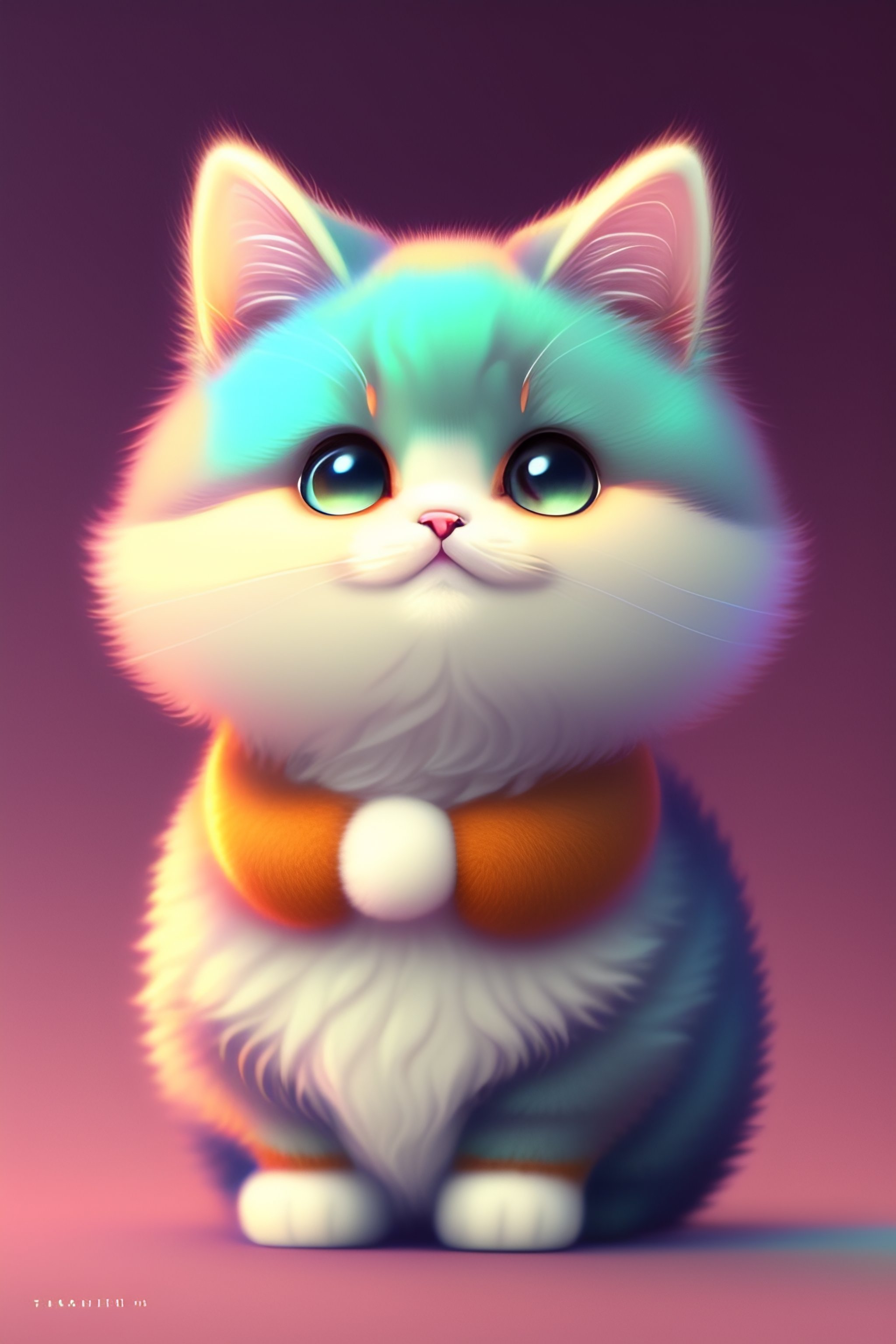 Lexica - Cute and adorable cartoon fluffy baby cat, fantasy, dreamlike ...