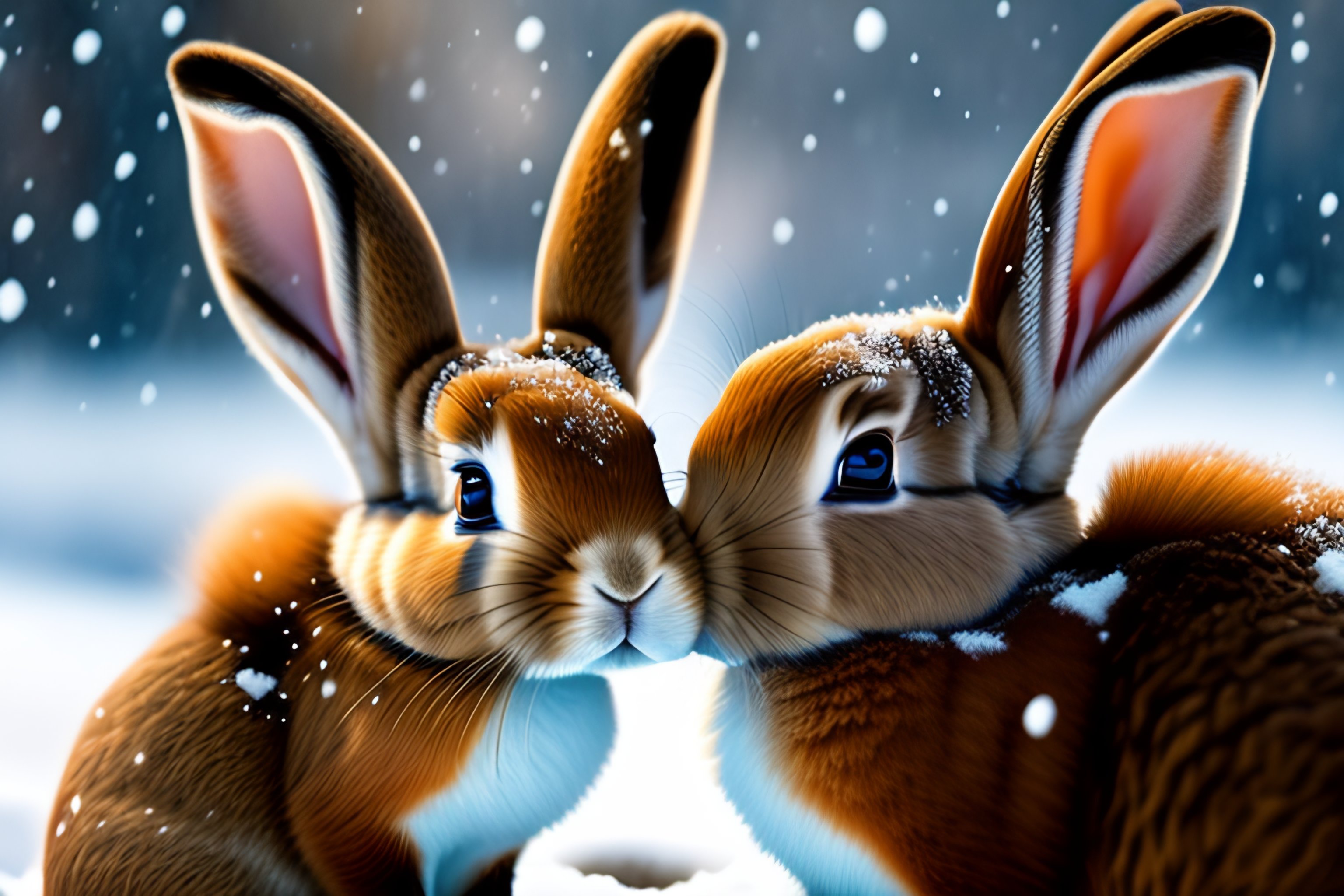 Lexica - Bunnies kissing in the snow