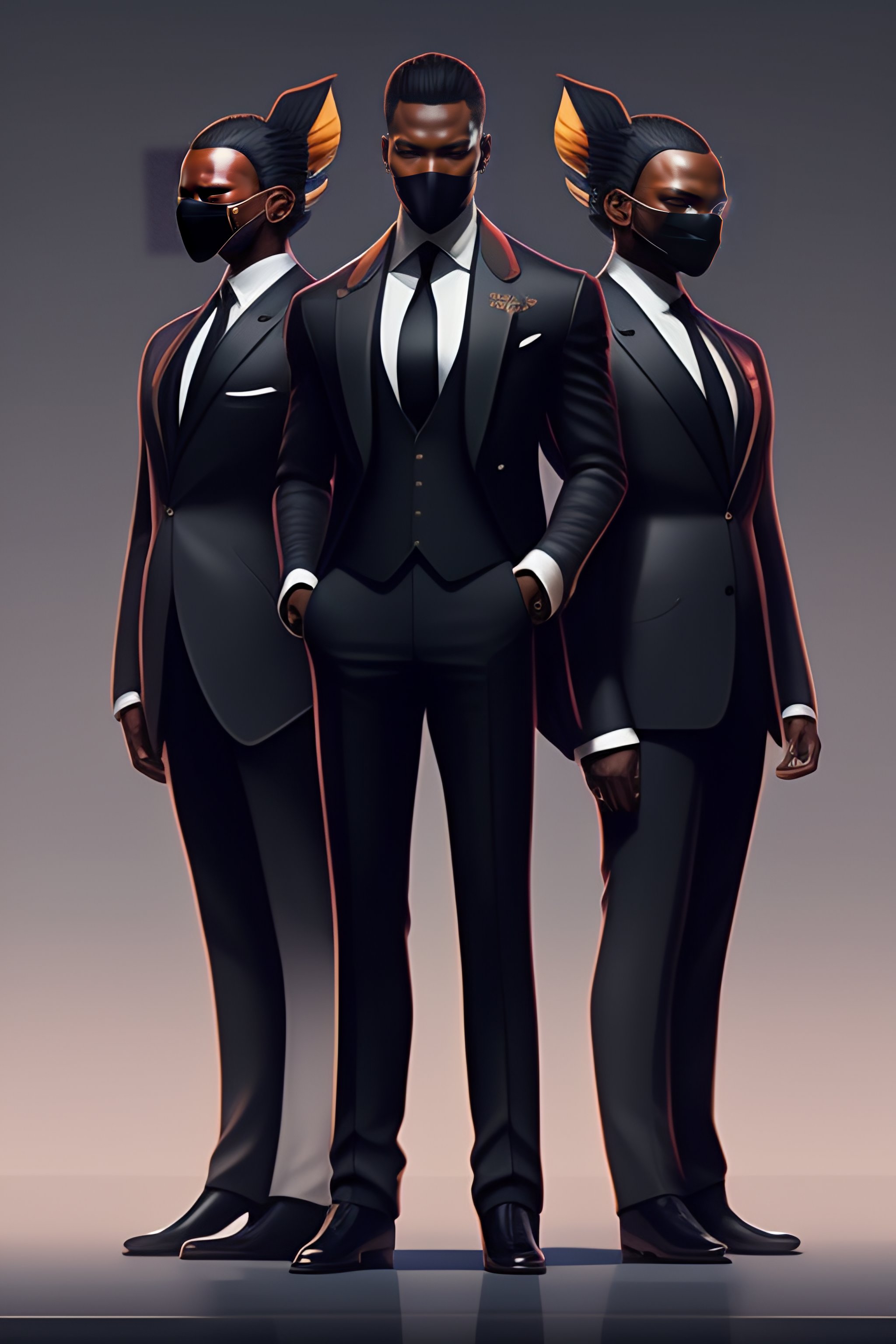 Lexica - A group of benevolent creatures with no face wearing black ...