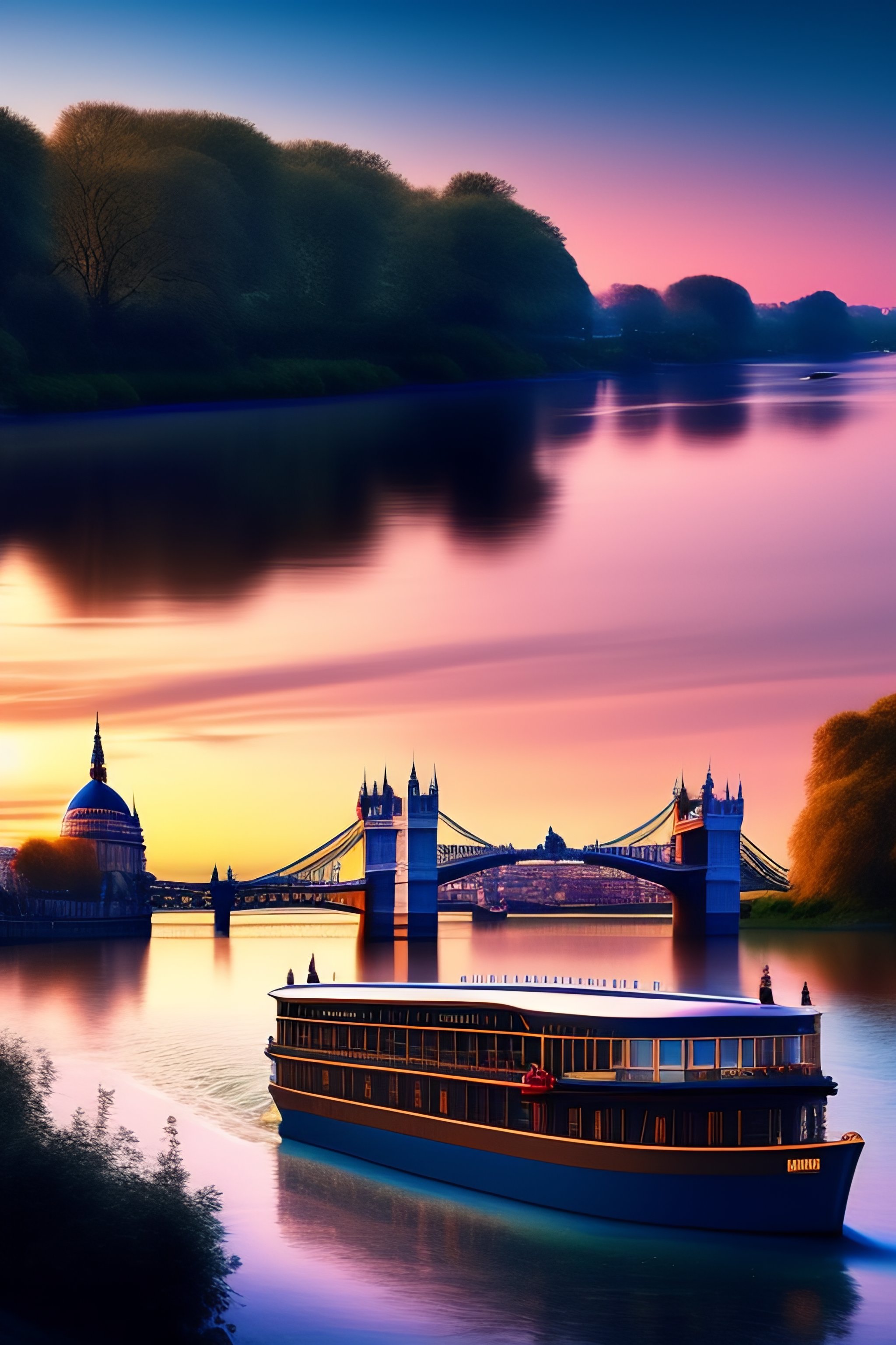 Lexica - Beautiful post card with river cruise on the Thames, 8k ...