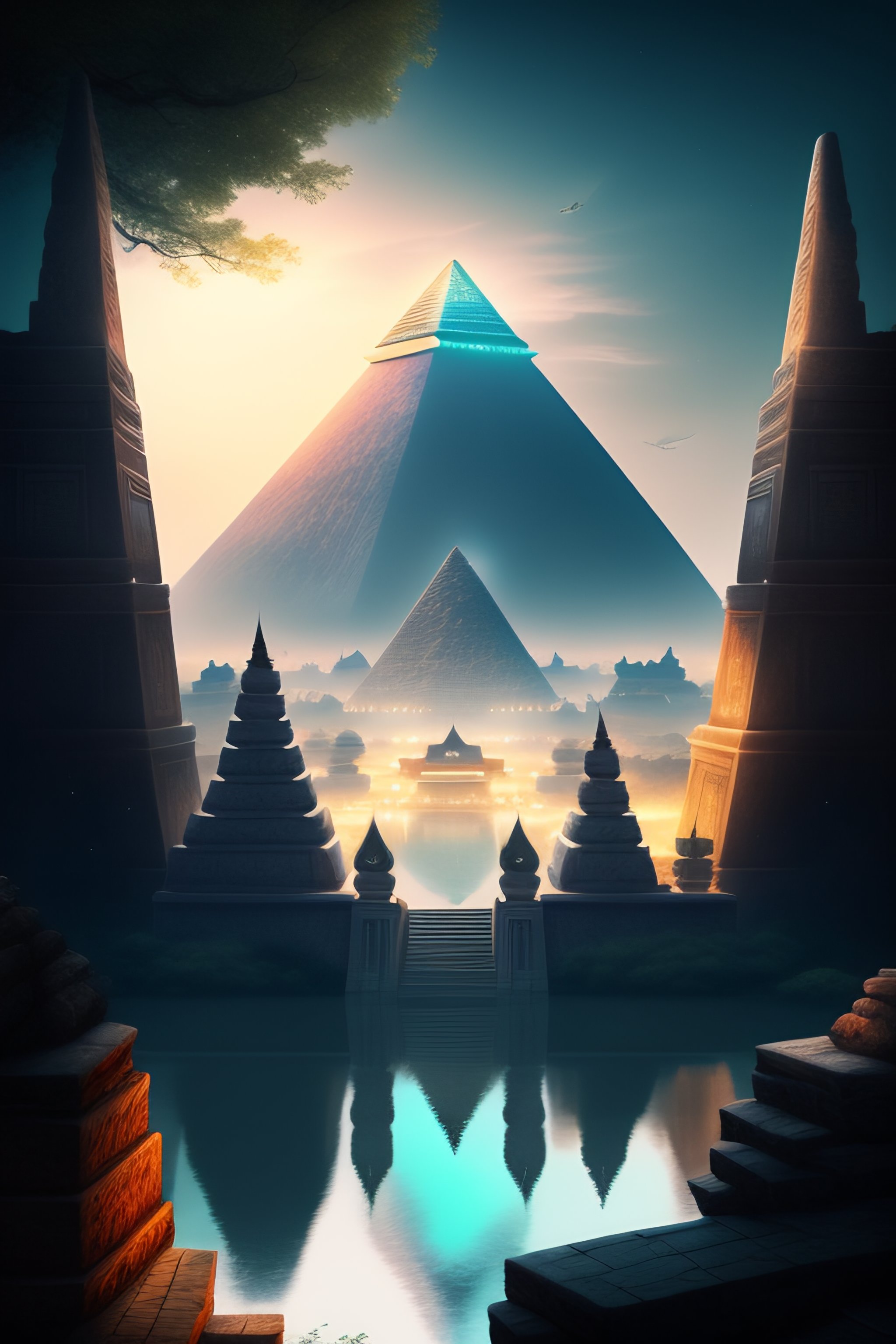 Lexica - A very distant view of one single white glowing magical great ...