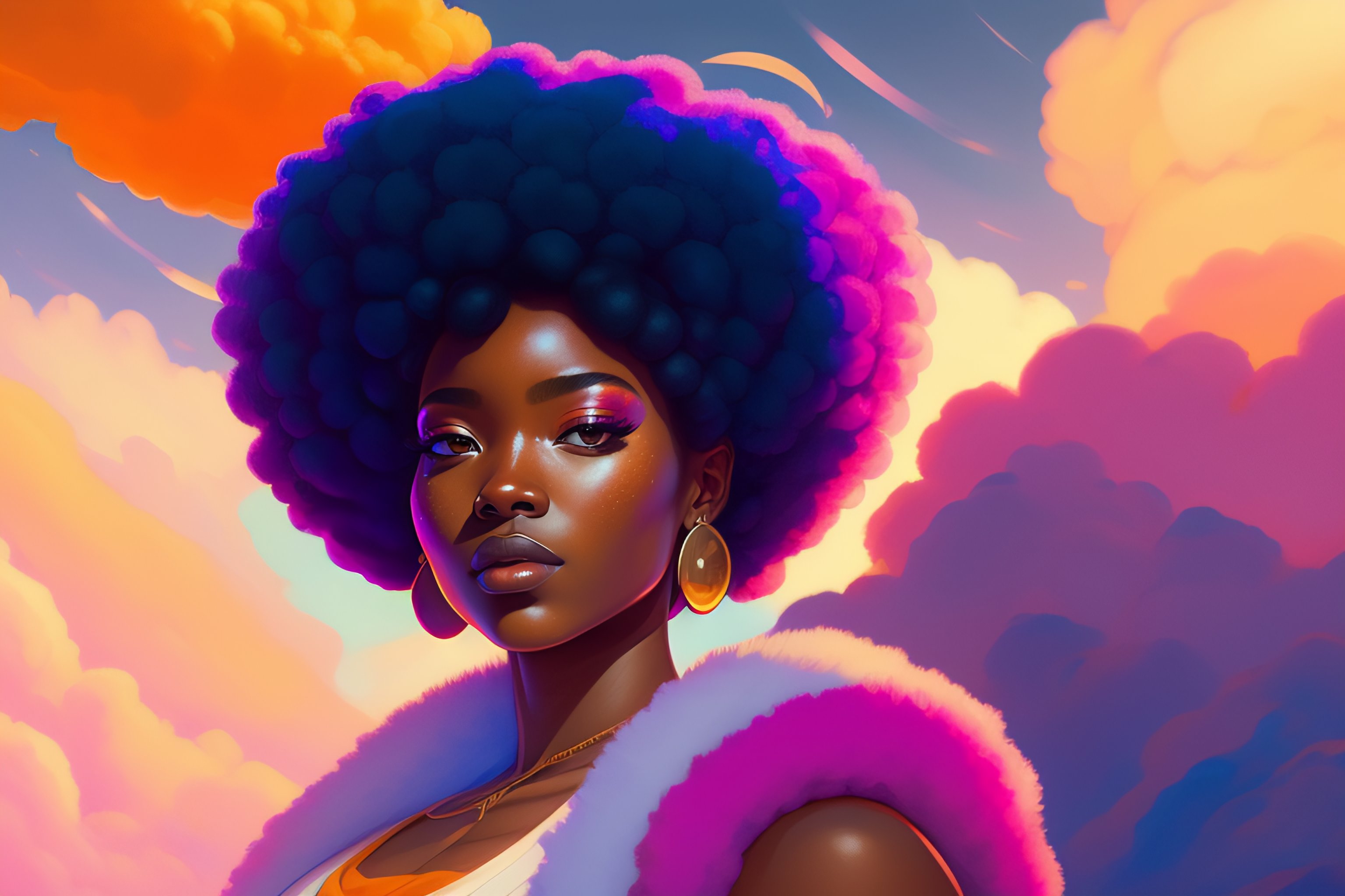 Lexica - Soft light portrait of the beautiful afro chonky afro goddess ...