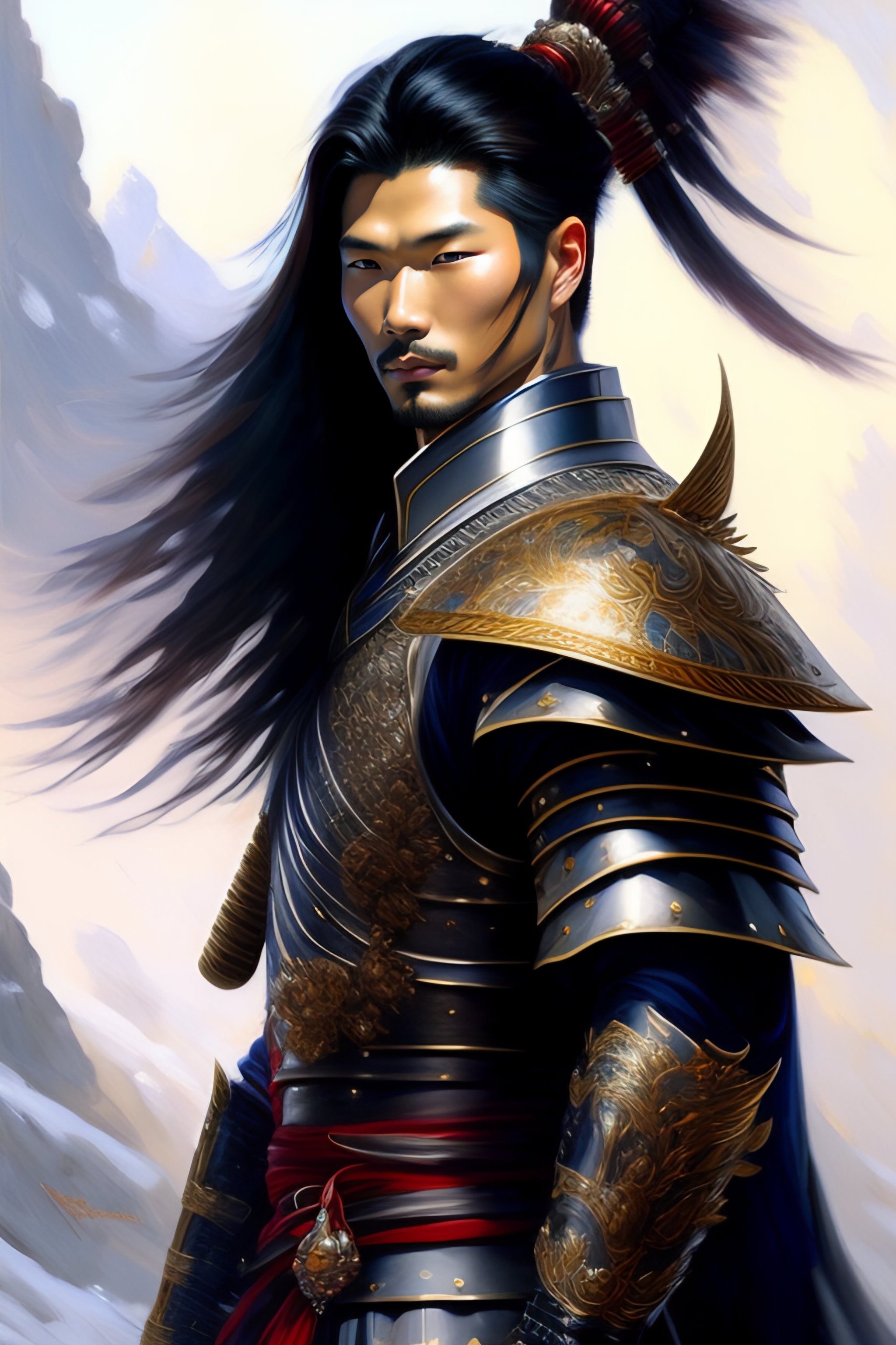 Lexica - Full body portrait Anime samurai male warrior from league of ...