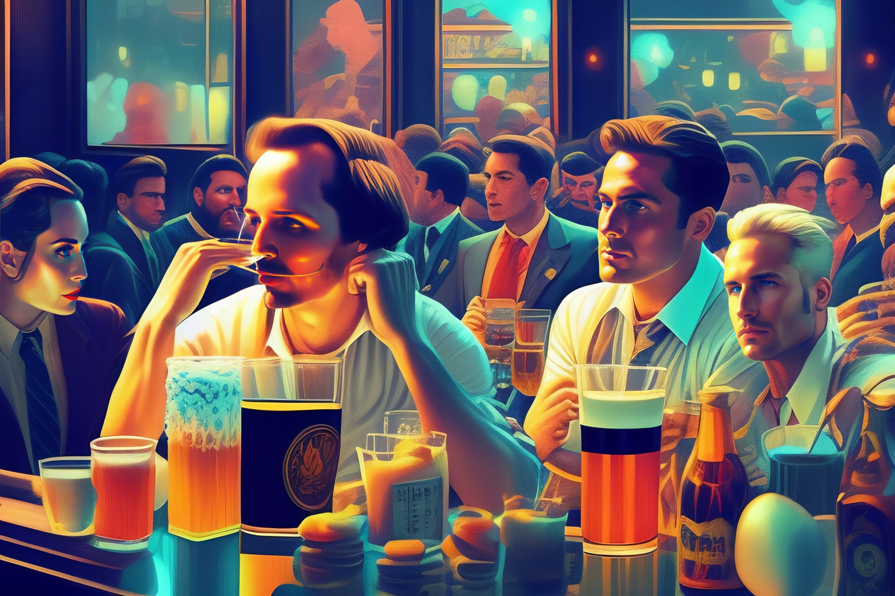 lexica-a-drinking-party-at-a-bar-rainbow-color-in-the-style-of