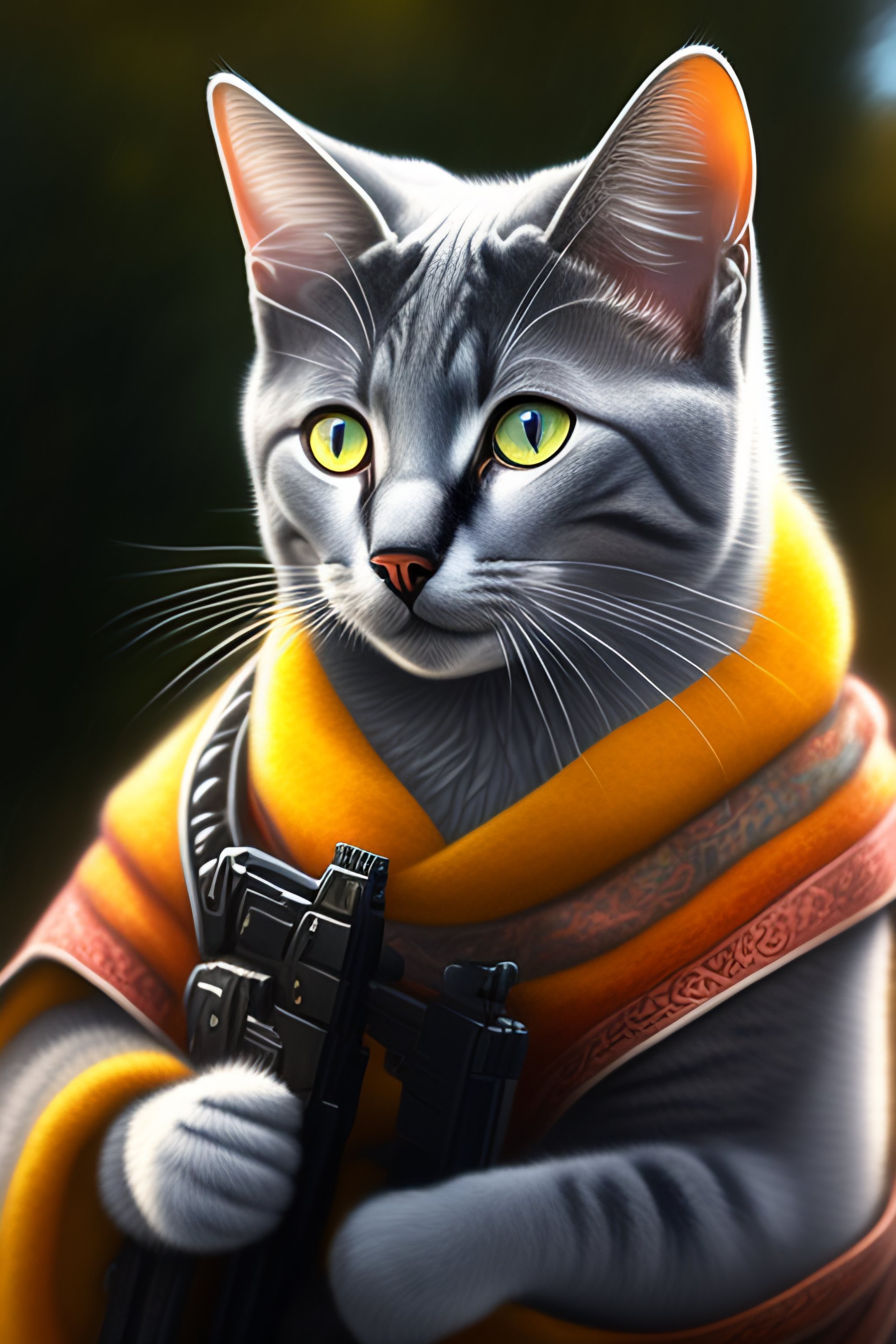 Lexica - Grey cat, bandit, realistic style, children's picture, bright ...