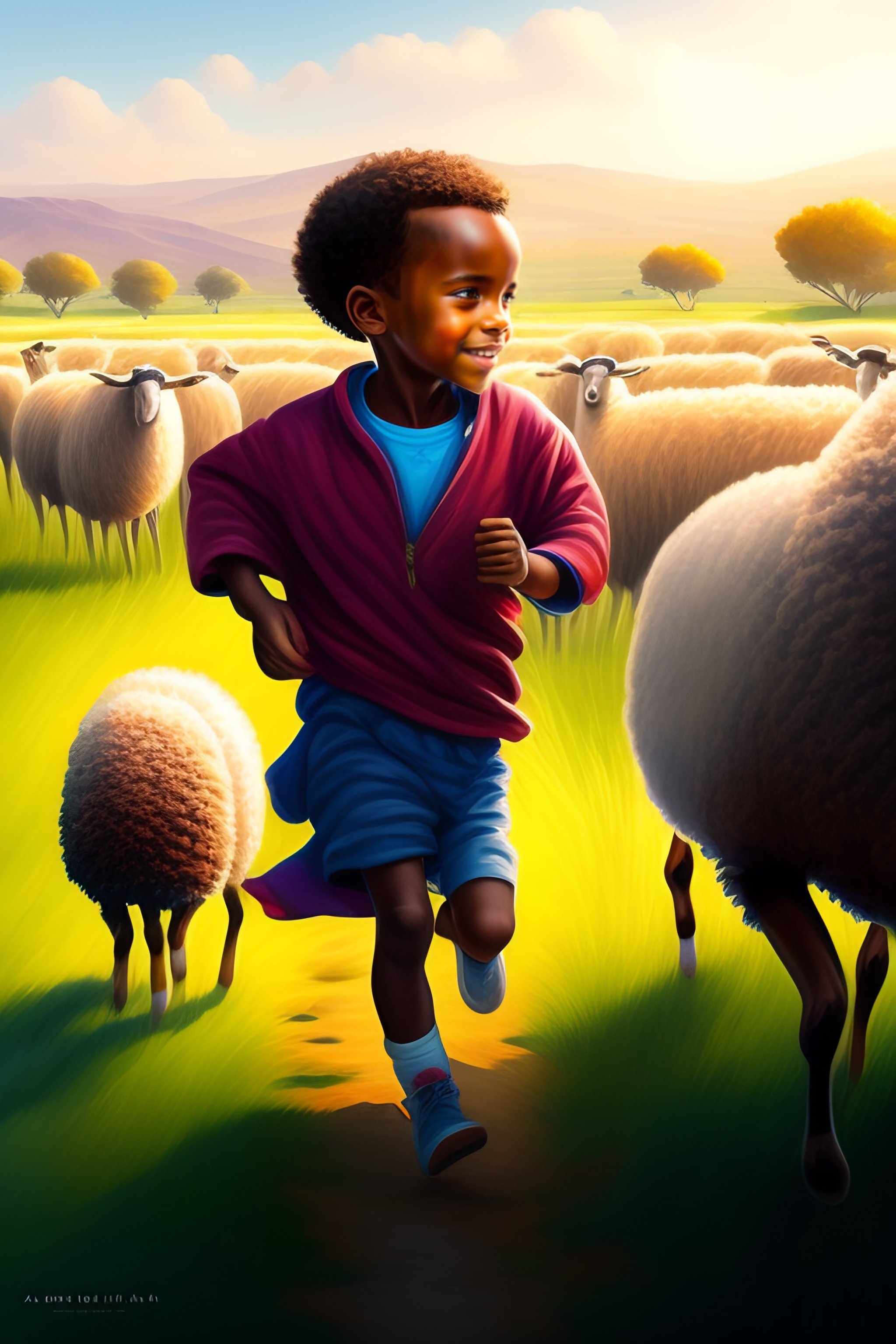 Lexica - Young Ethiopian Shepard boy running with group of sheep ...