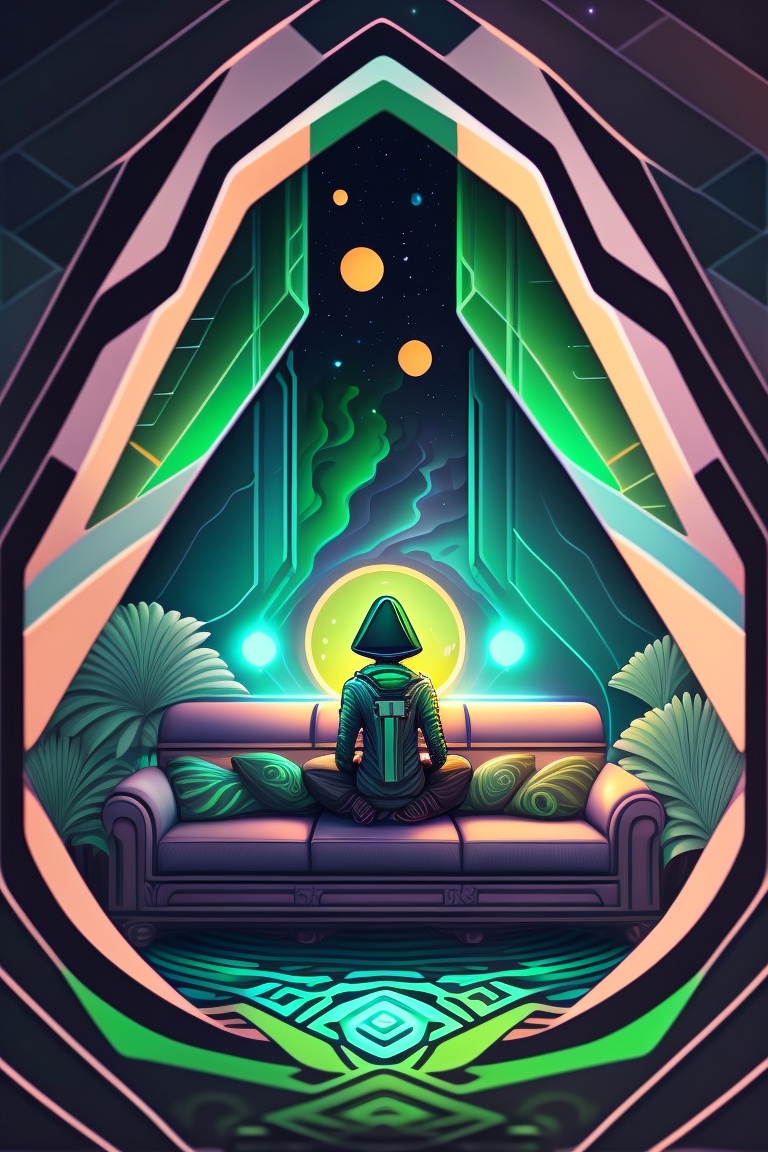 Lexica - A psychedelic illustration inspired by Dan Mumford. A Roswell ...