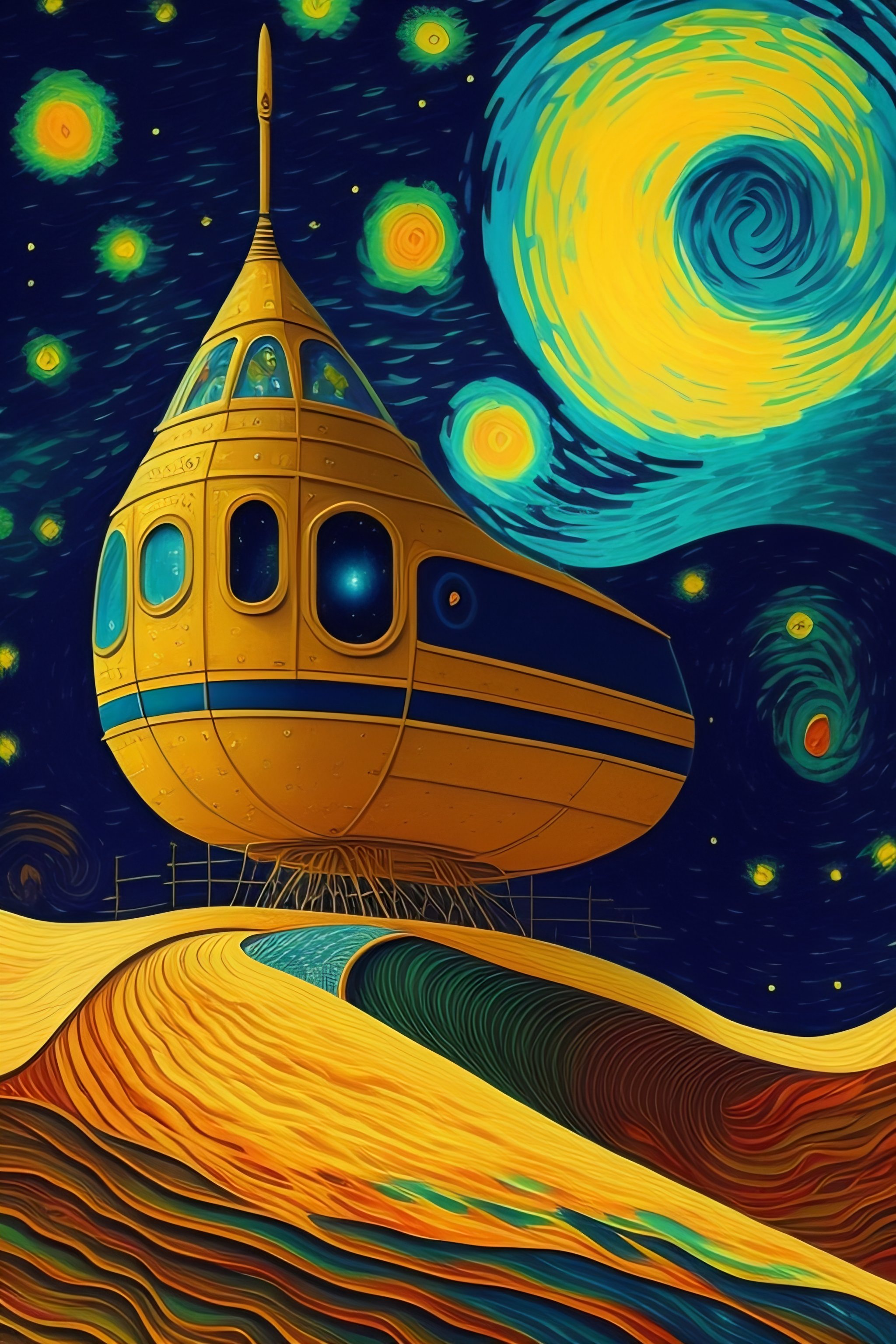 Lexica - Spaceship in van gogh style