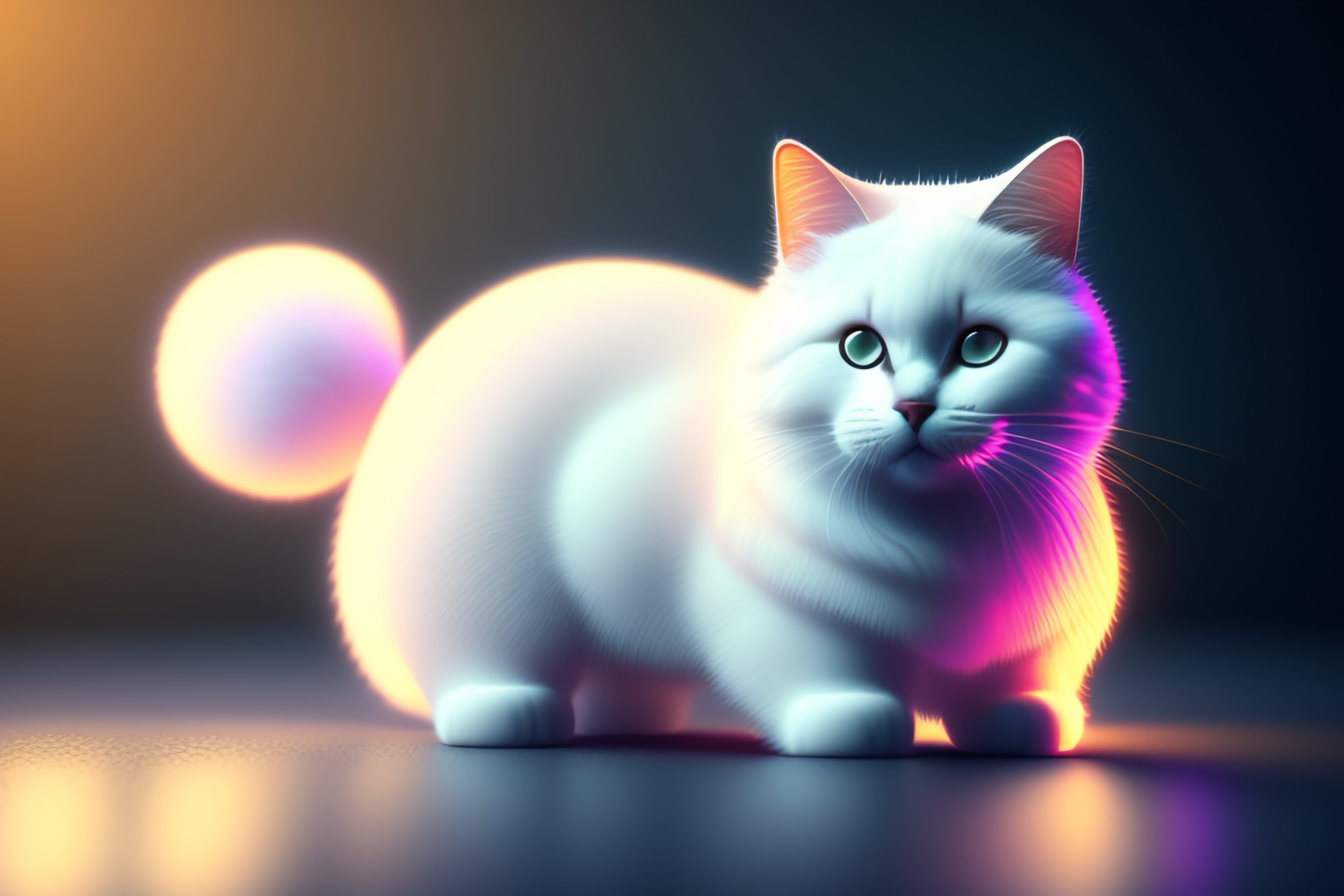 Lexica - A 3d render of a cute fuzzy pet cat dressed in a white lab ...