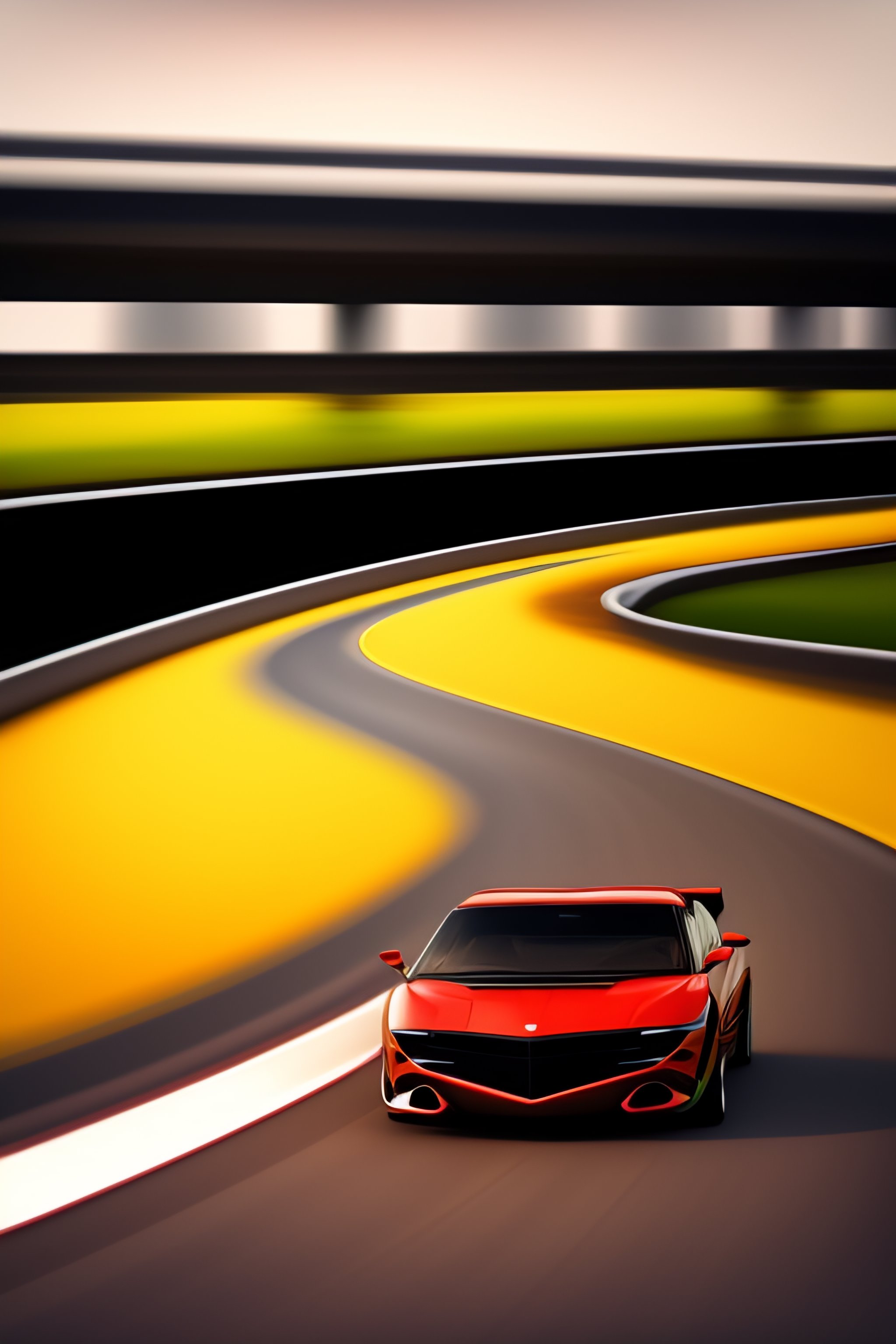 Lexica - Simple cartoonish style car driving down the road