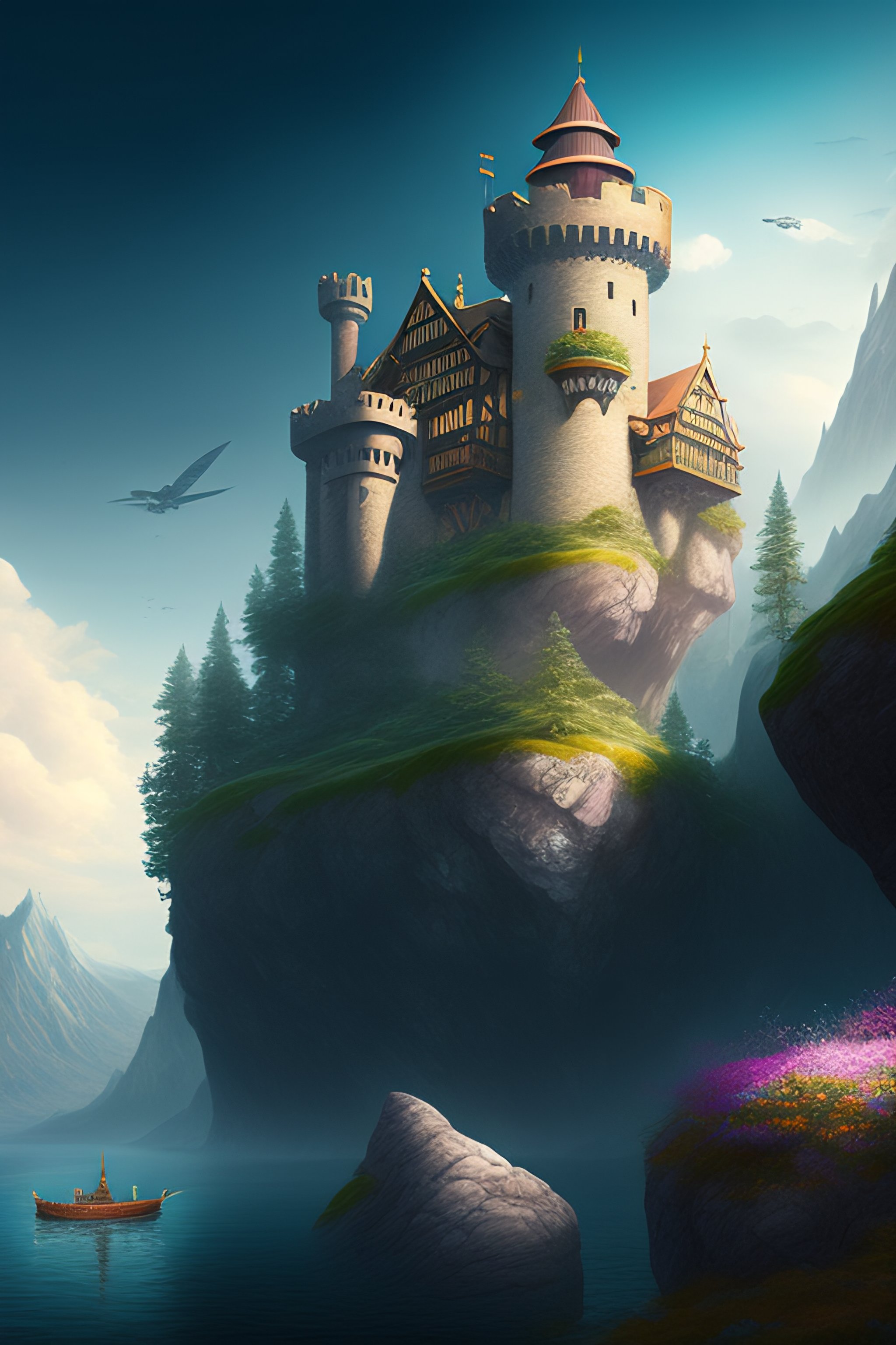 Lexica - Castle, Heaven, hyper-realistic, hyper-detailed fantasy art