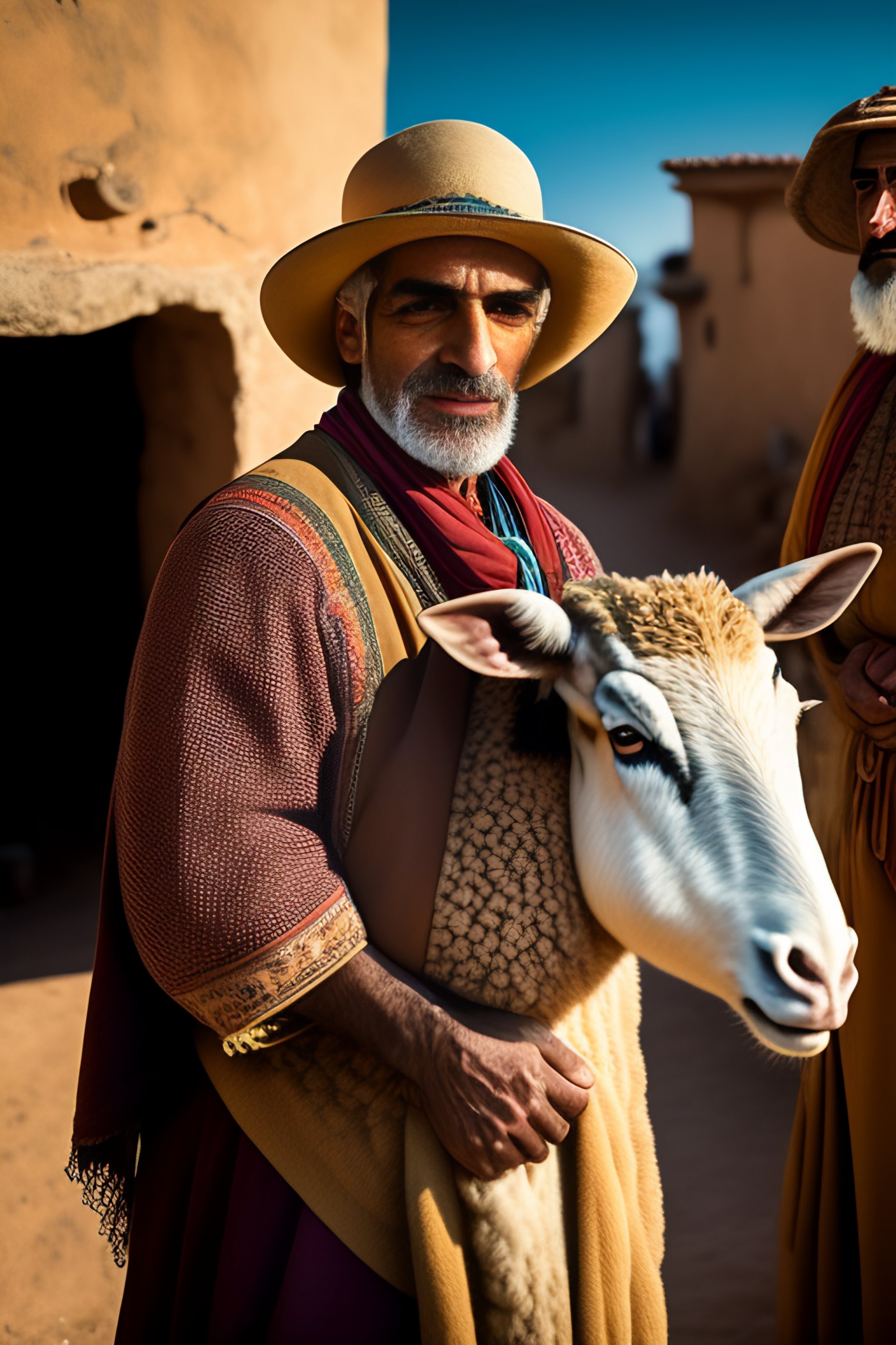 Lexica - Portrait of a typical Sardinian from Neoneli with Sheep’s