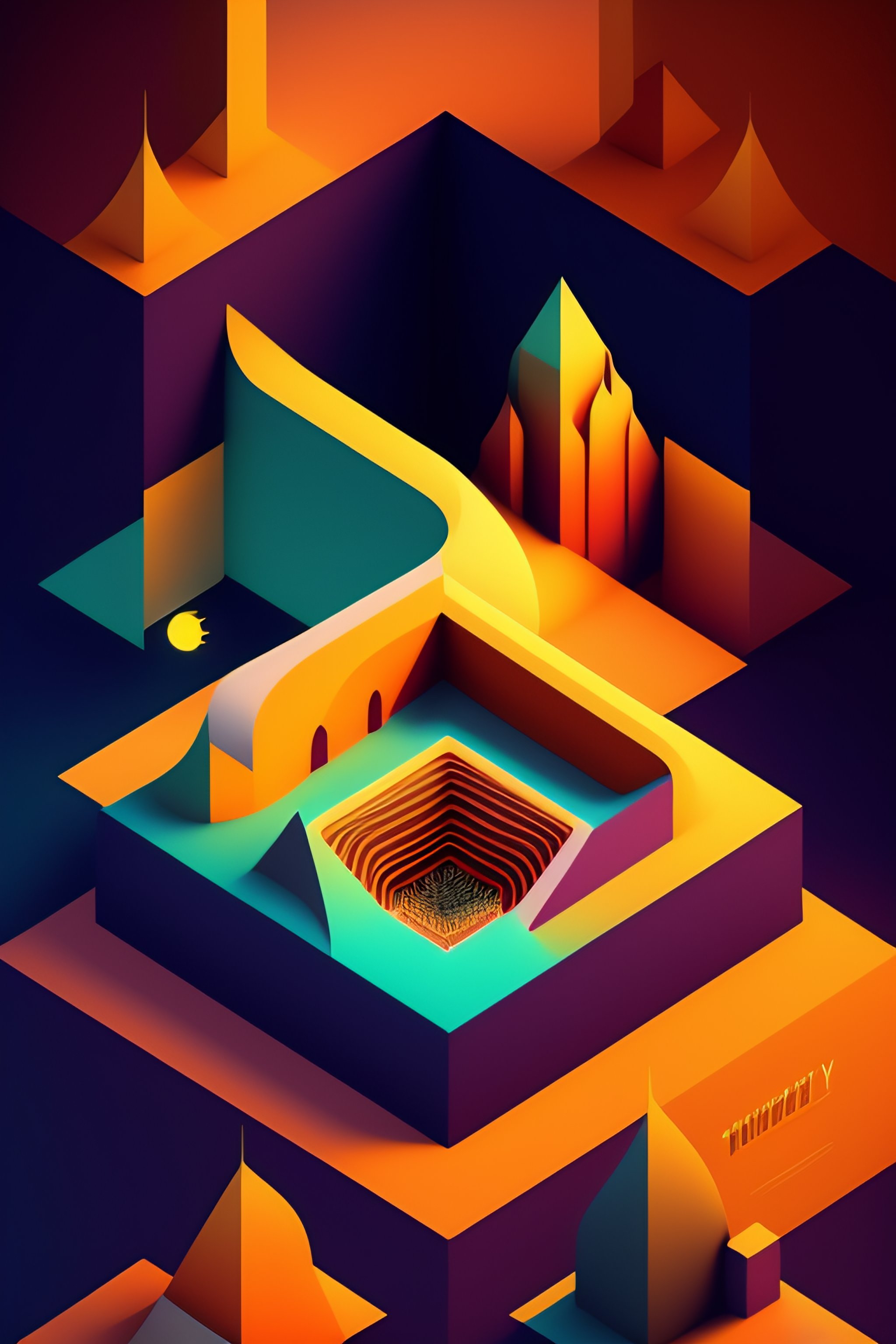 Lexica - Detailed isometric monument valley poster, symmetry, day and ...