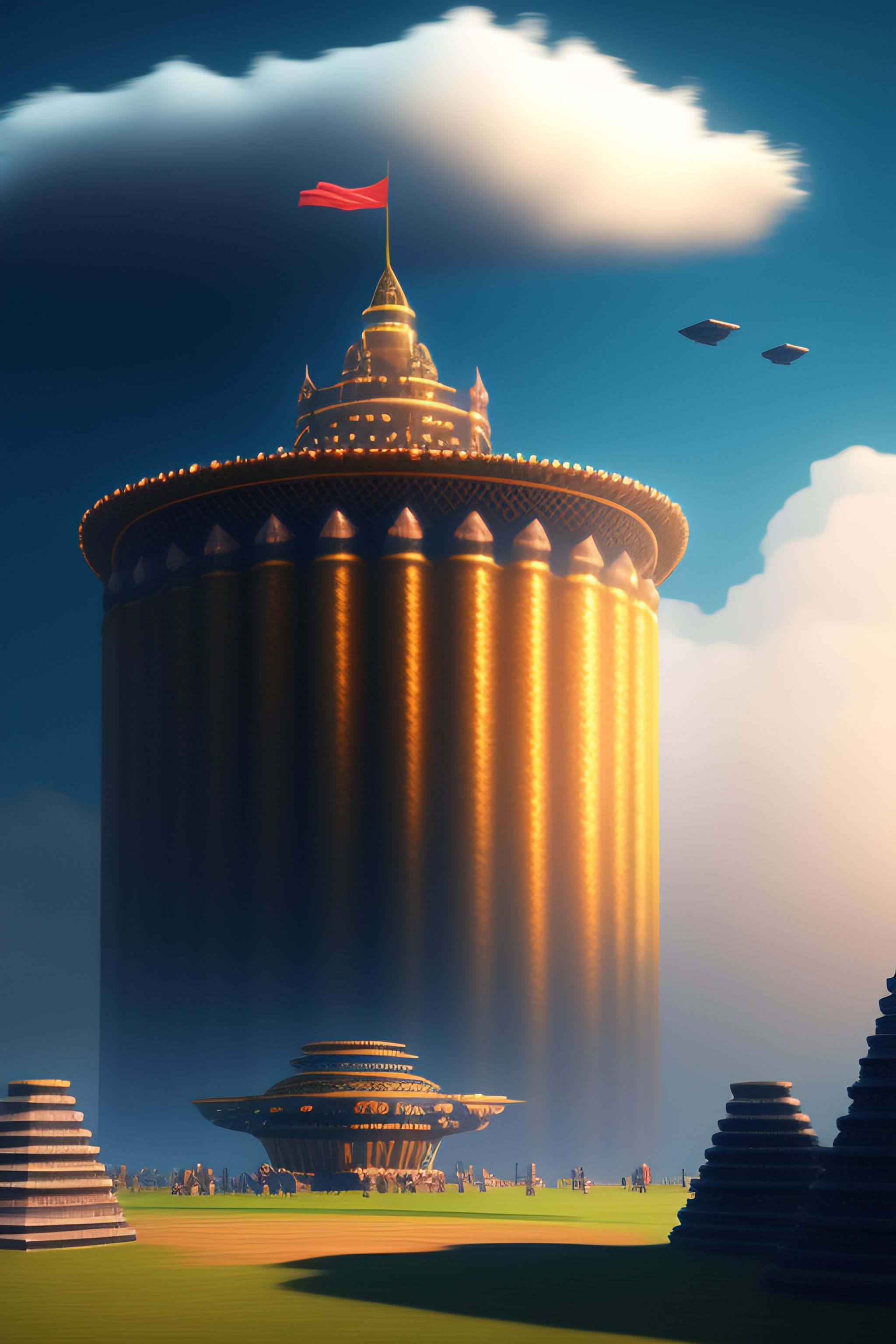 Lexica - Giant flying castle with center citadel