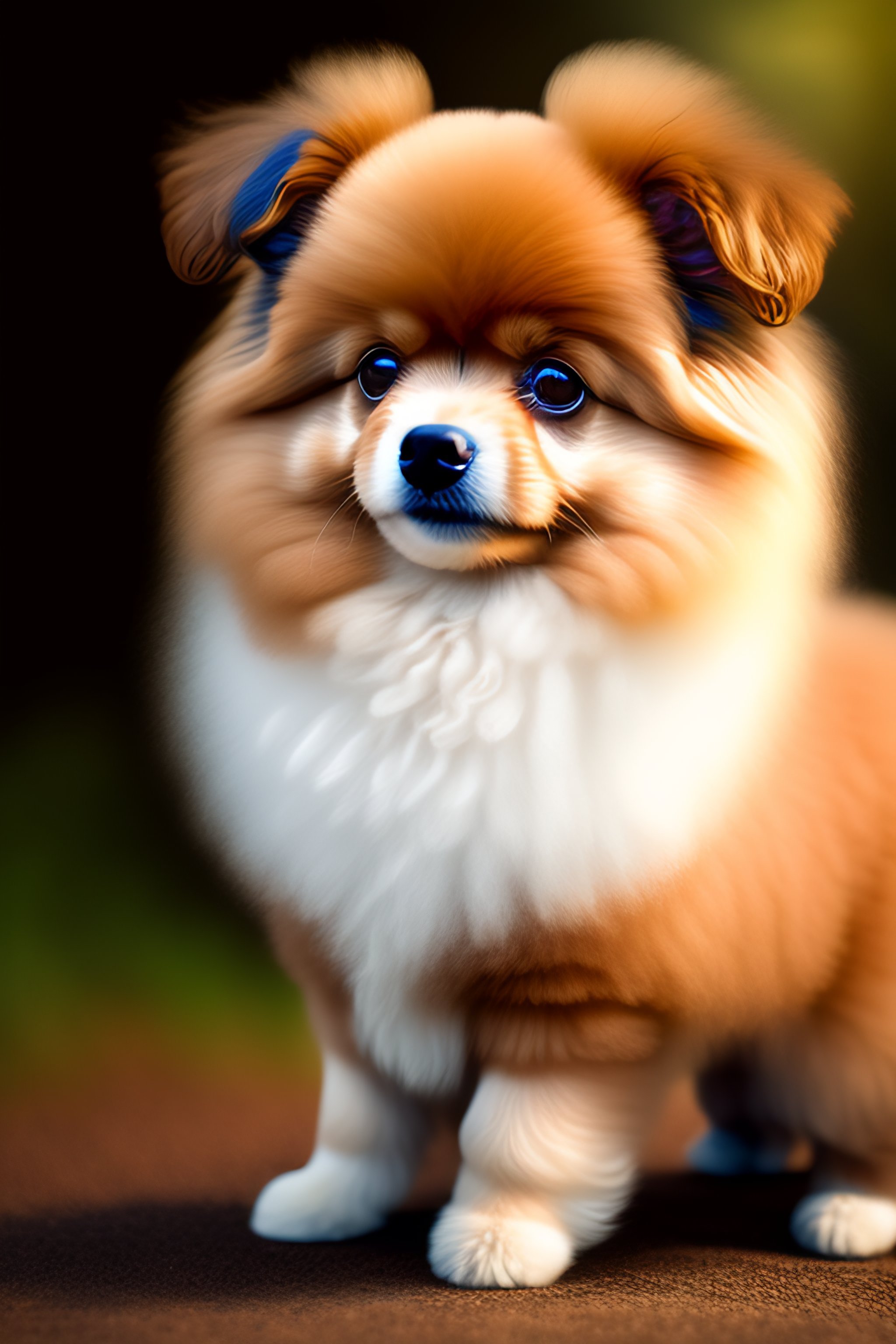 Lexica - Pomeranian poodle, brown hair, white spot on left front foot