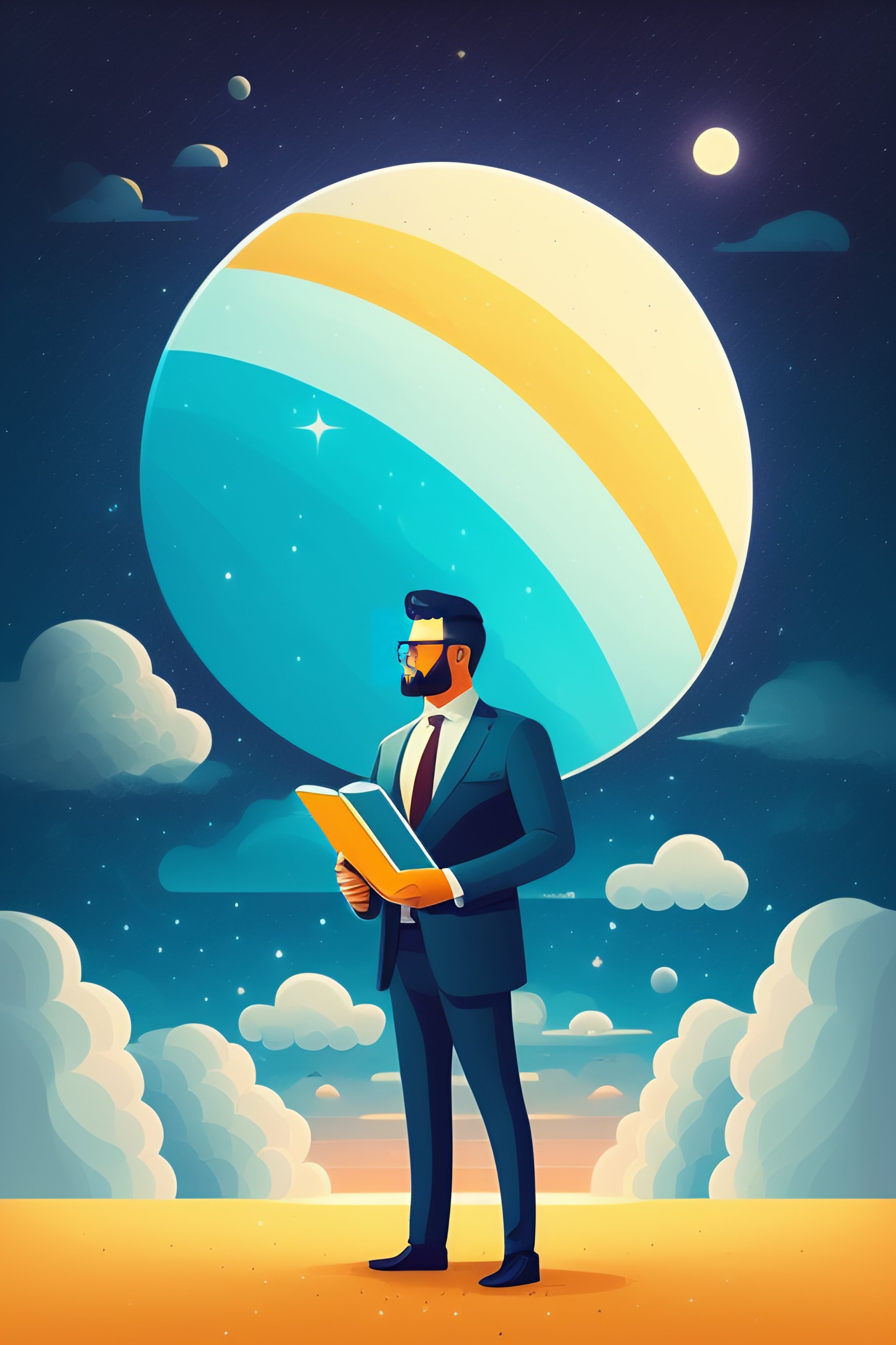 Lexica - Visionary about man walking through the clouds and sky is ...