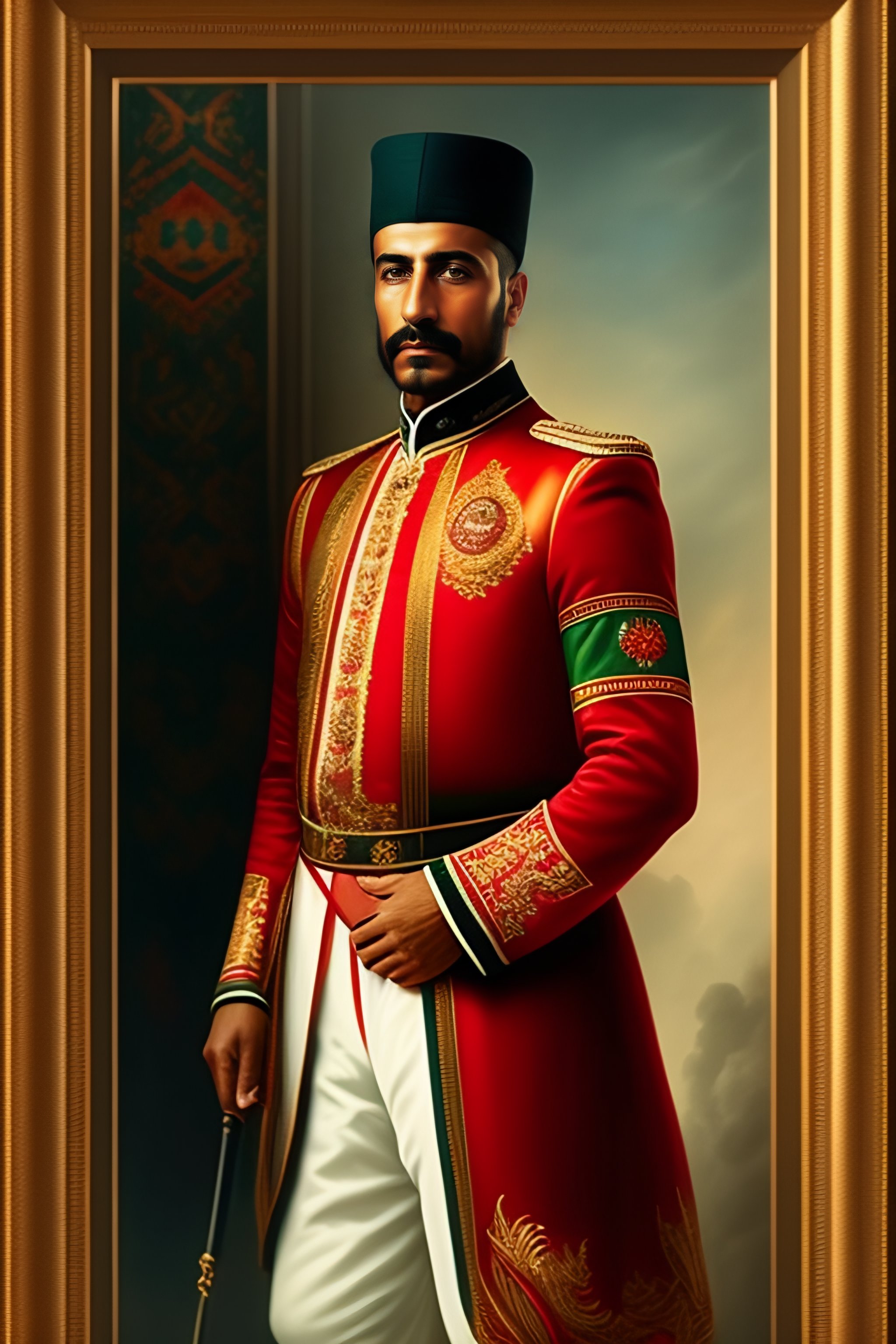Lexica - Portrait of an ottoman Sultan with a turkish soccer uniform