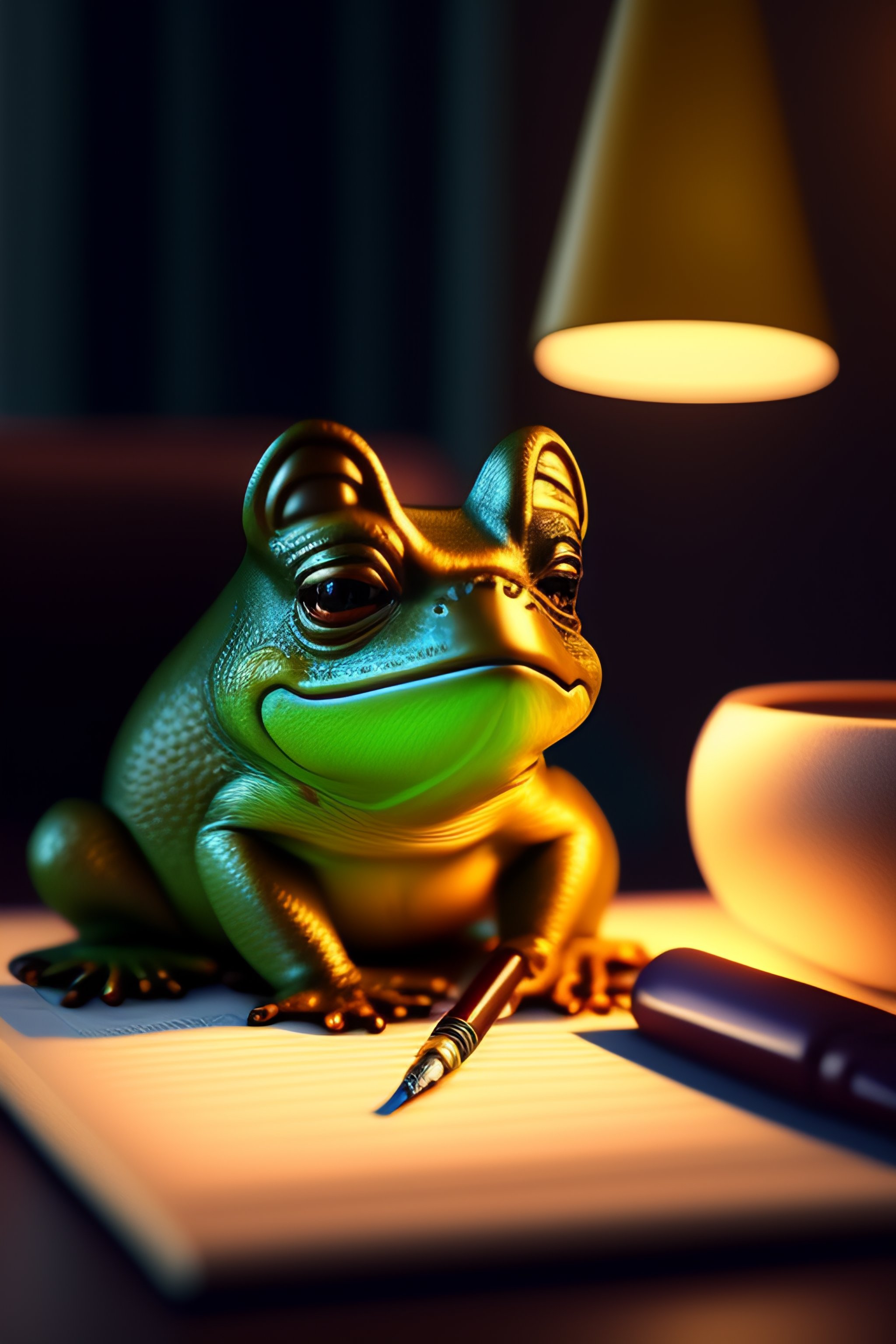 Lexica - An exhausted pepe the frog commiting tax fraud, paperwork ...