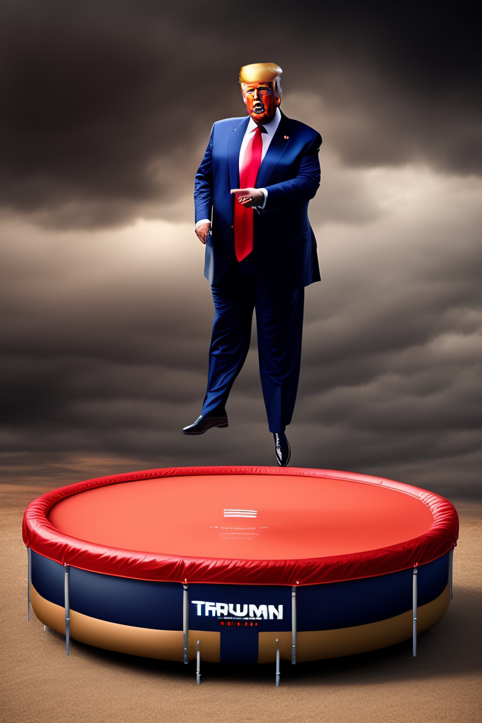 Lexica - Donald trump on a trampoline