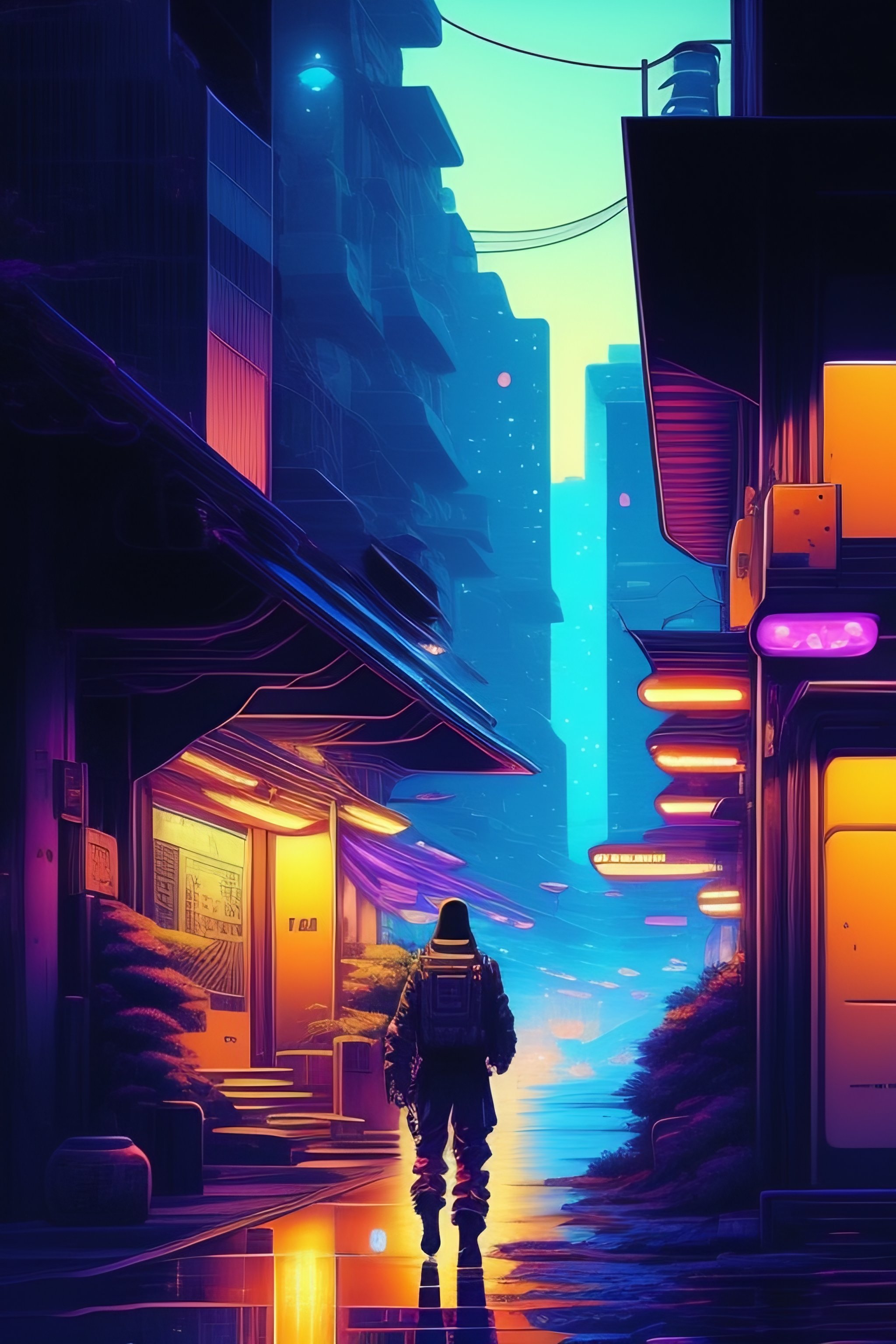 Lexica - Vintage 90's anime style environmental wide shot of a chaotic ...