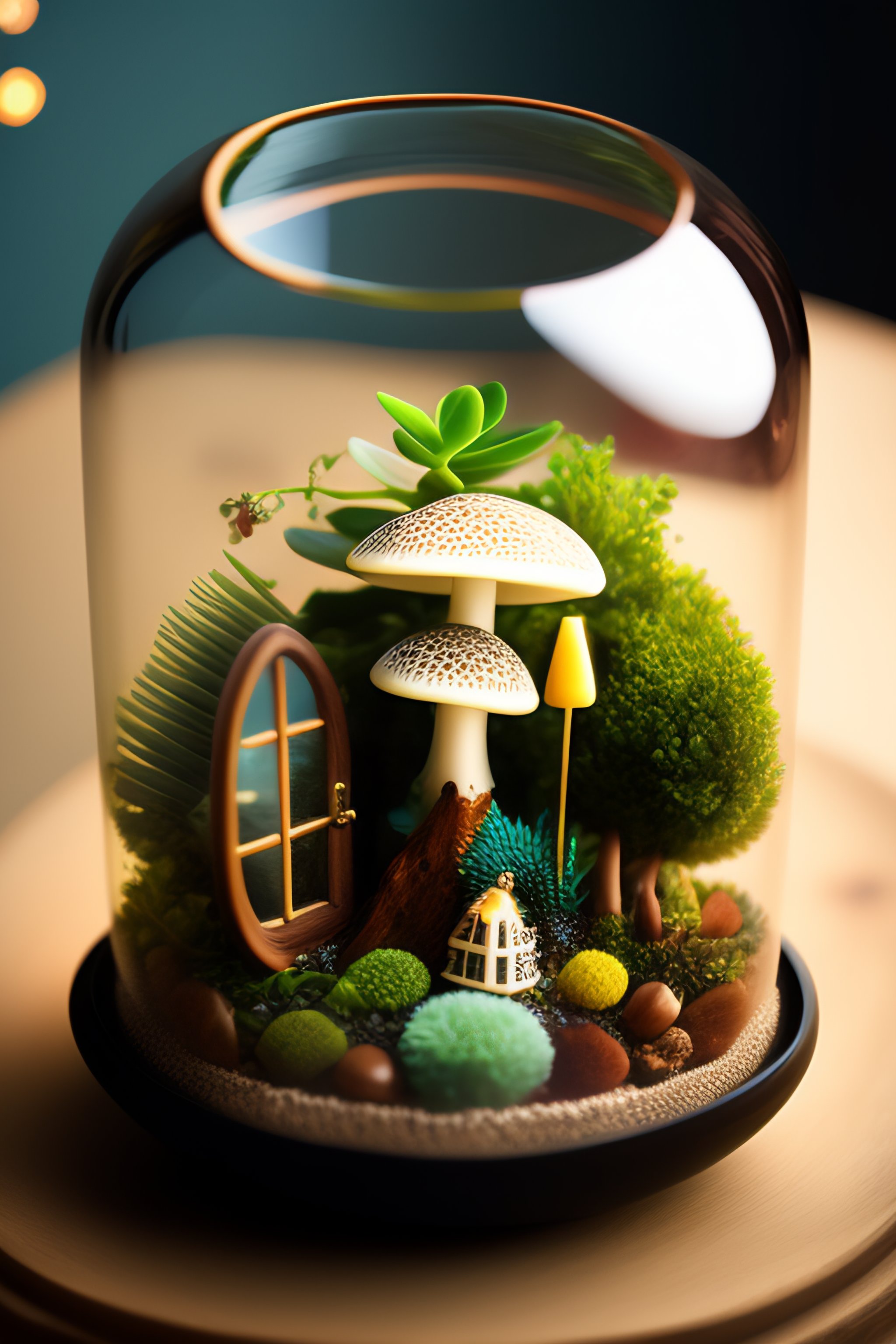Lexica - Cute terrarium with a little mushroom