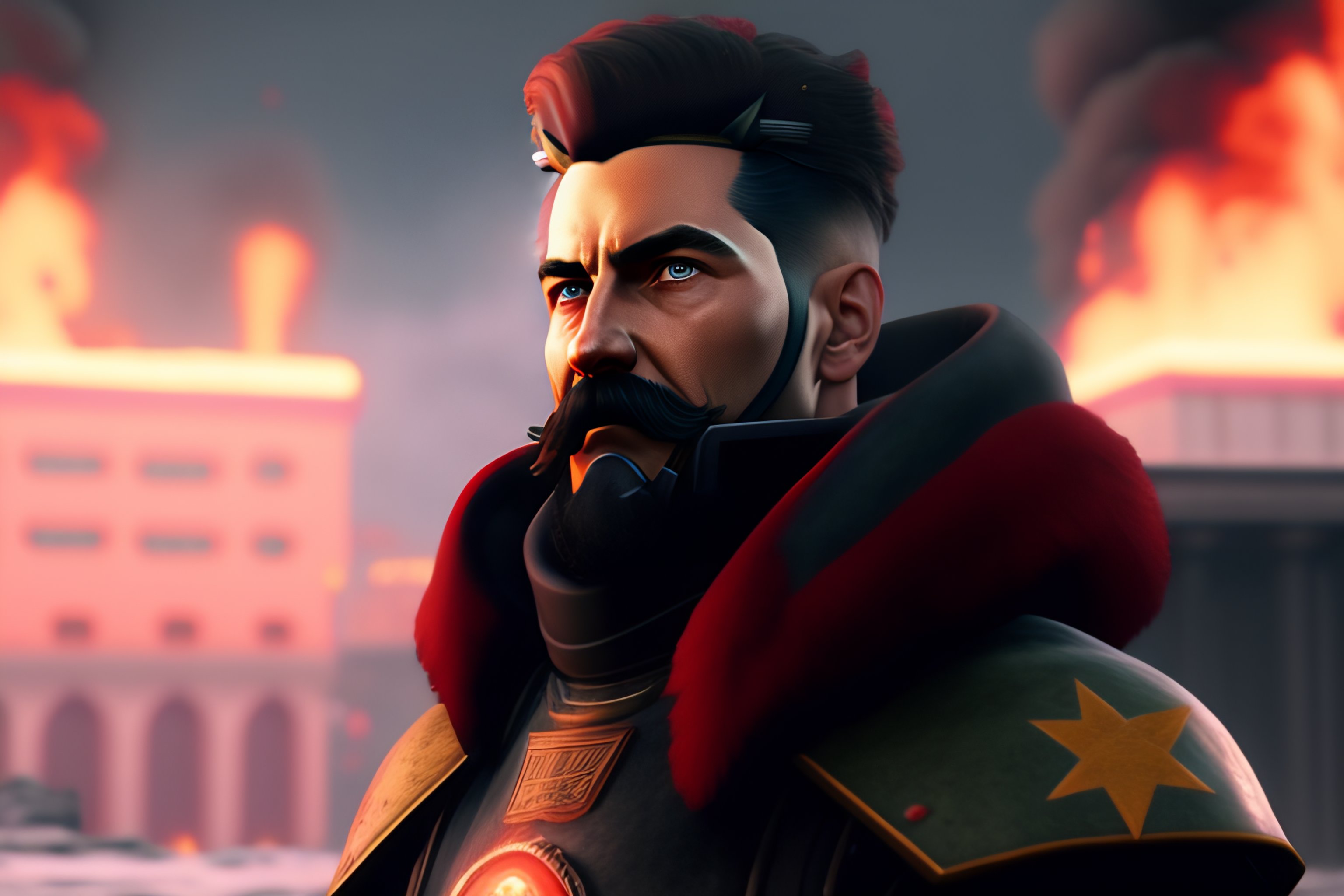 Lexica - Portrait of the leader of the USSR Stalin in power armor ...