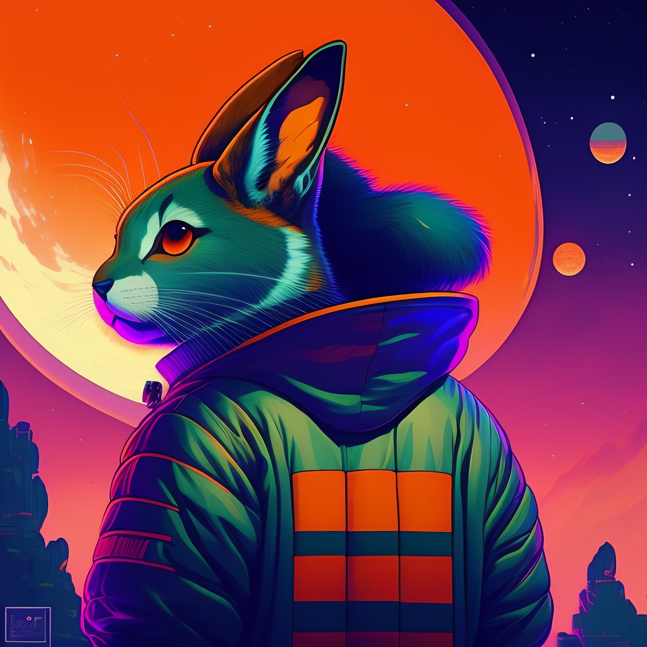 Lexica - Photo of a rabit monster in the space, style of laurie ...