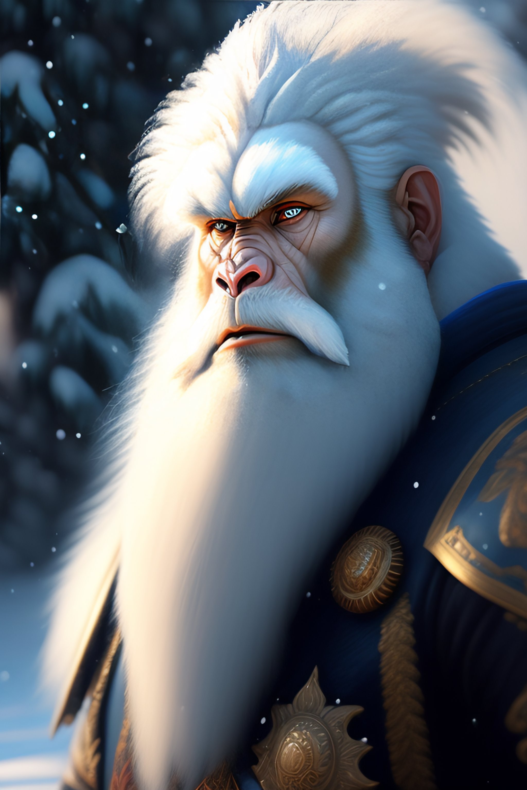 Lexica - Oil painting of a yeti, a white snow primate, in style of ivan ...