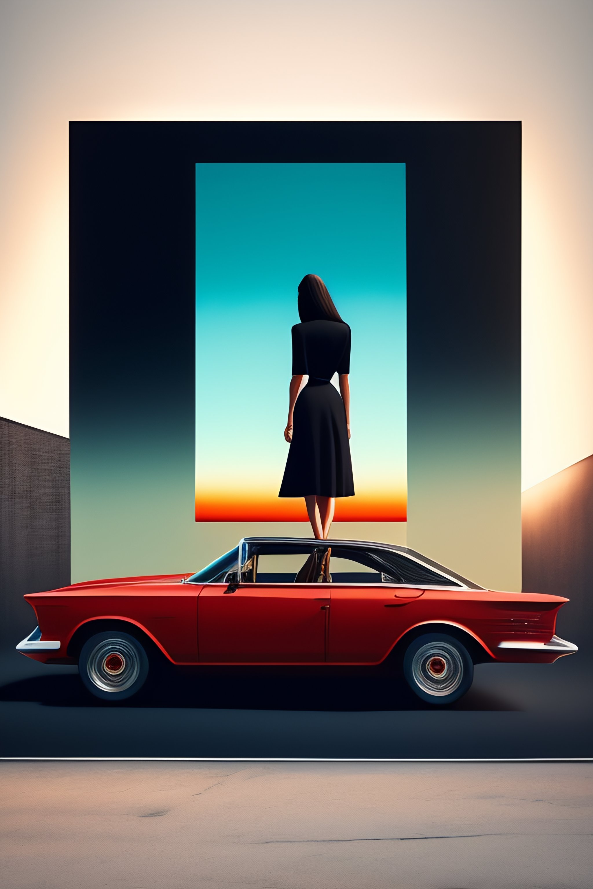 Lexica - Background New york , midground car, foreground a woman ...