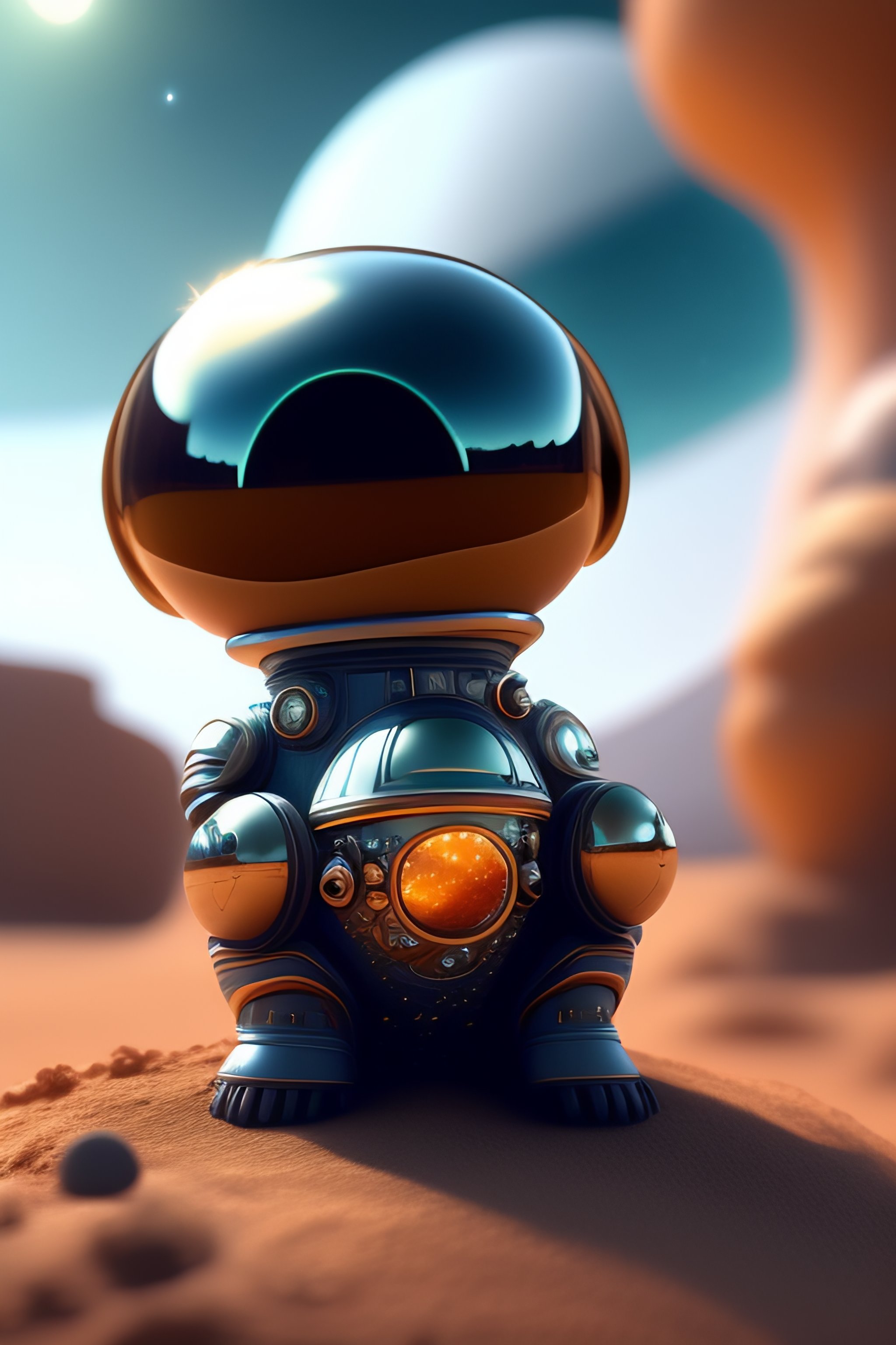 Lexica - Cute pet alien wearing a spacesuit sitting in front of a ...