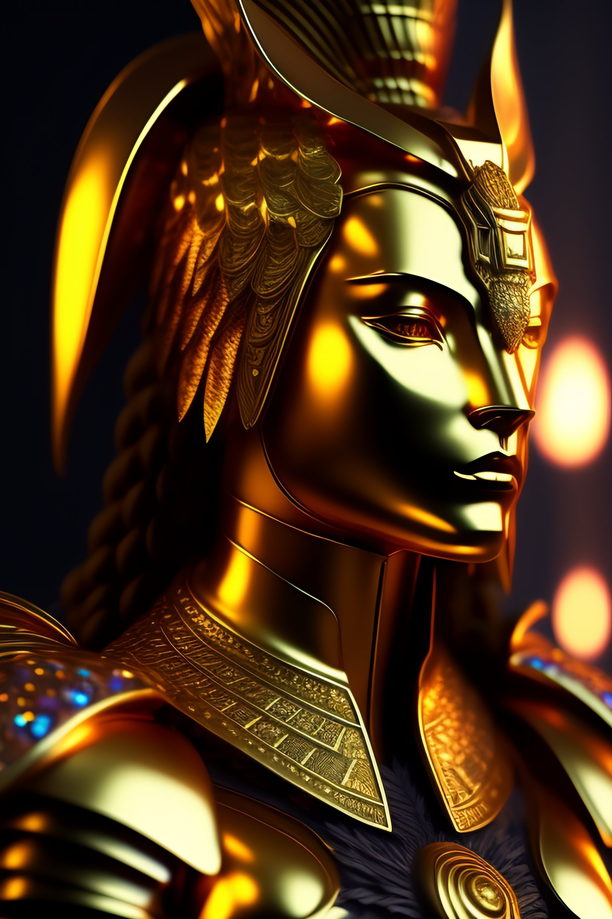 Lexica - Golden armored mayan knight, shining metallic, warrior like ...