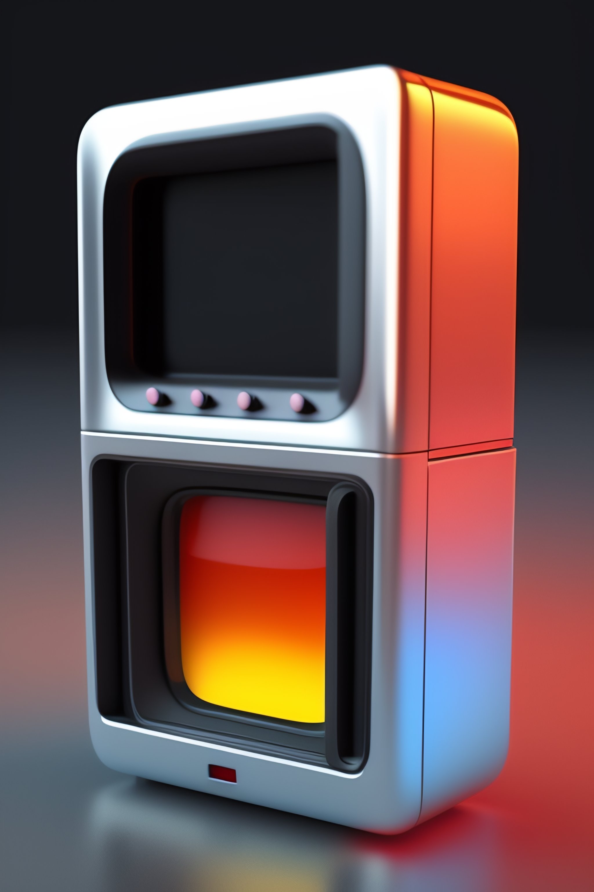 Lexica - 3D retro tiny cute Macintosh screen render. Bright LCD screen