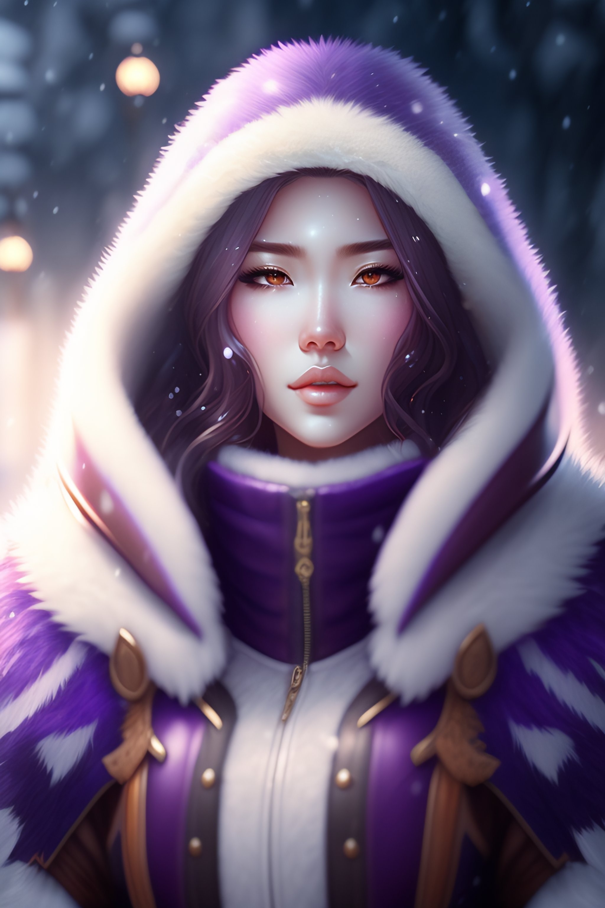 Lexica - Realistic playful anime amethyst female covered in direwolf ...