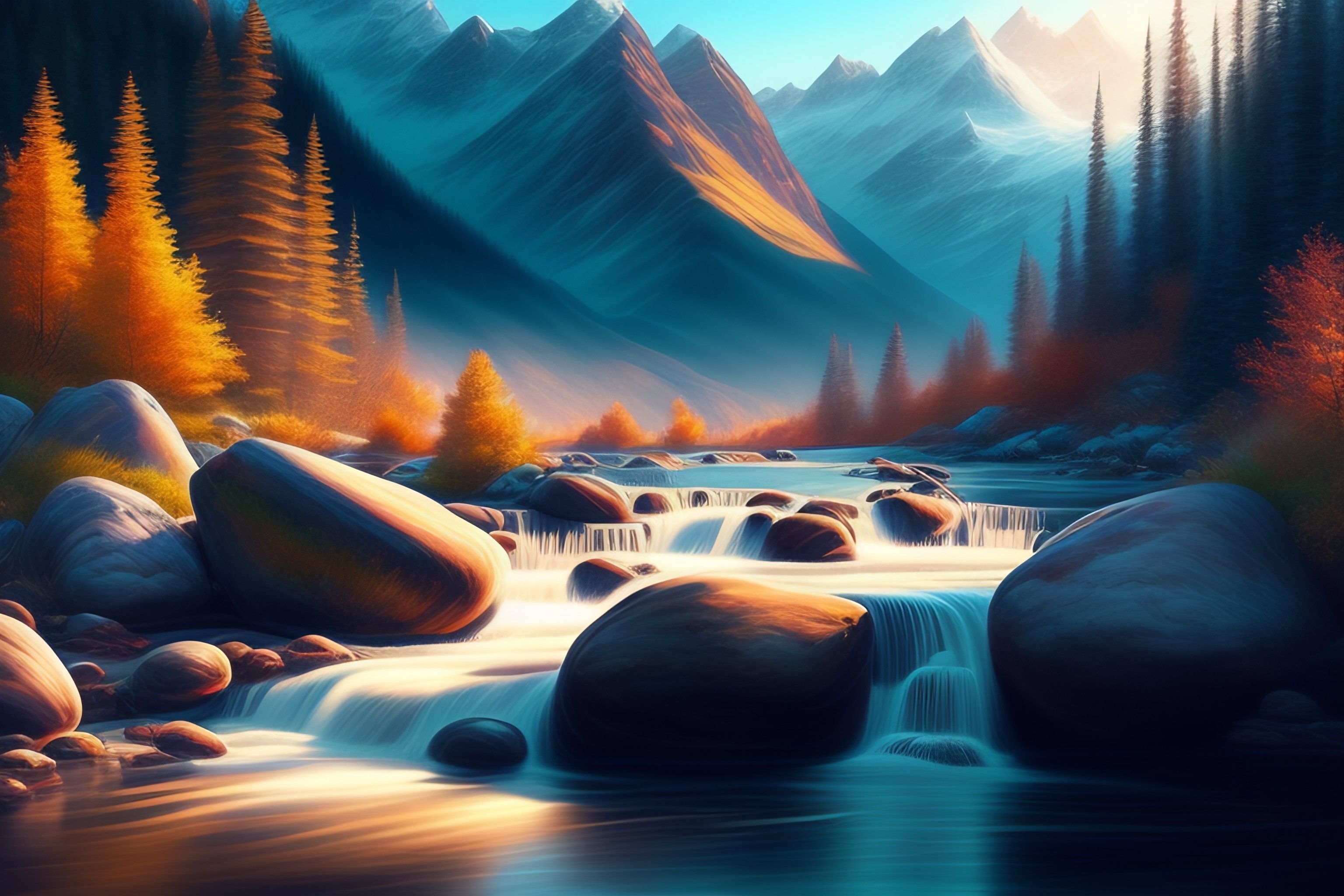 Lexica - Mountain river landscape, highly detailed, digital painting ...