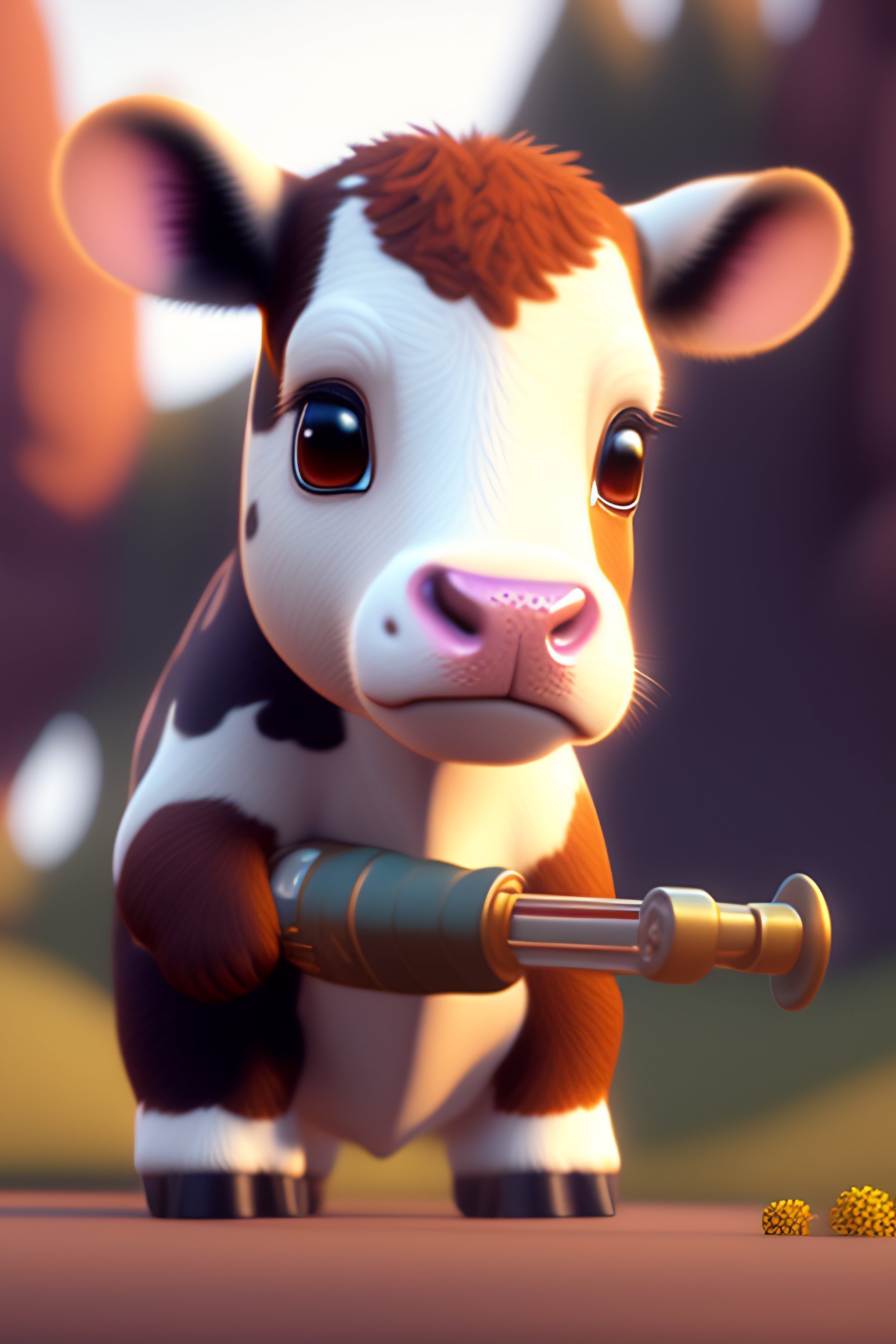 Lexica - Cute adorable little cow with wielding a rocket-launcher ...